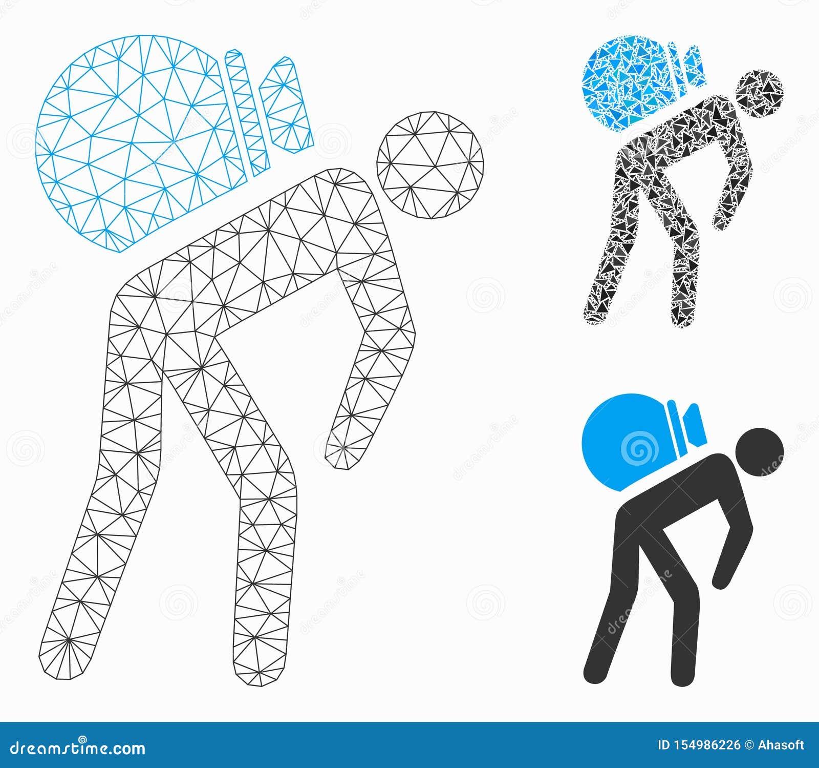 Porter Vector Mesh Network Model and Triangle Mosaic Icon Stock Vector ...