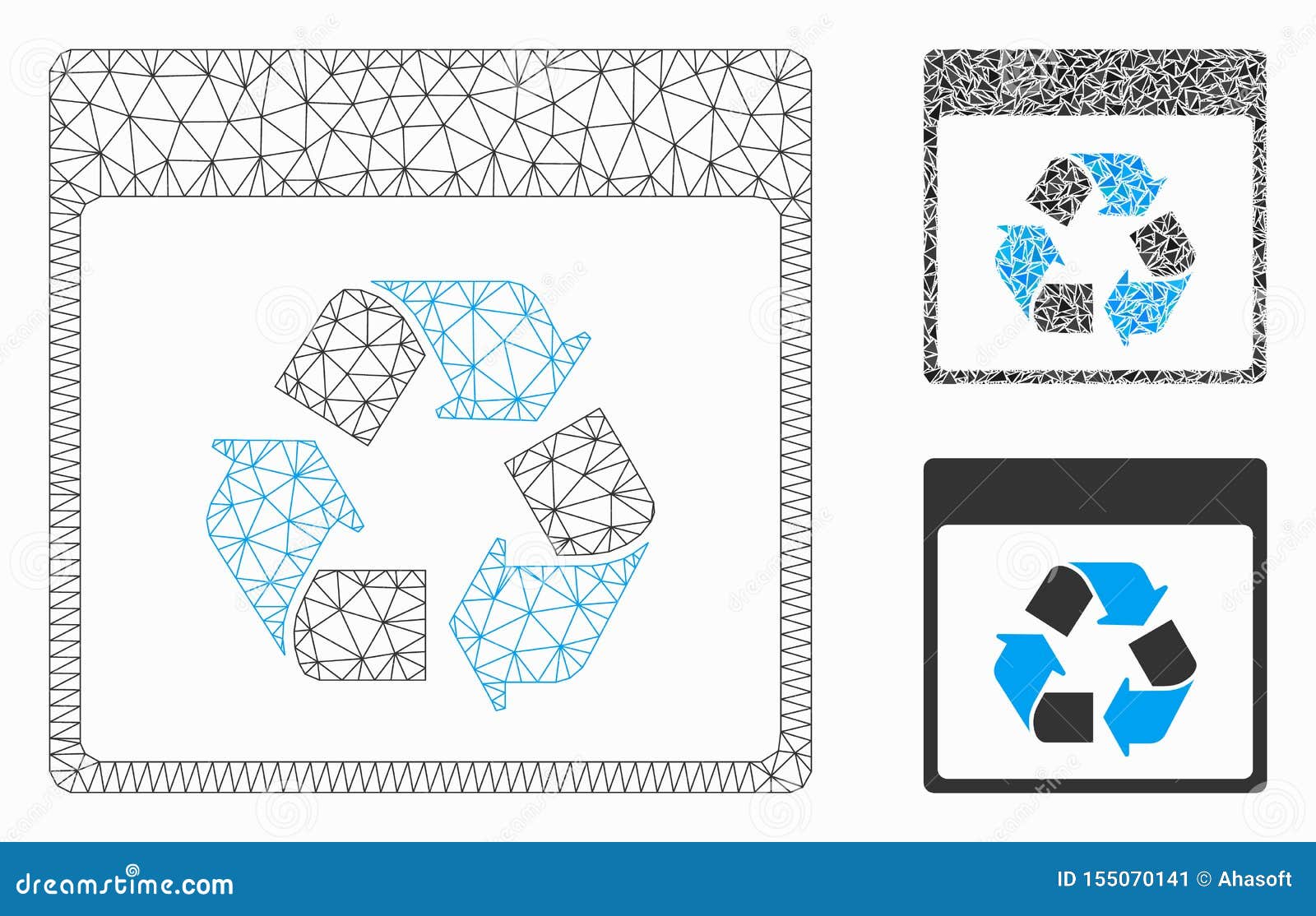 Recycle Calendar Page Vector Mesh 2D Model And Triangle Mosaic Icon ...