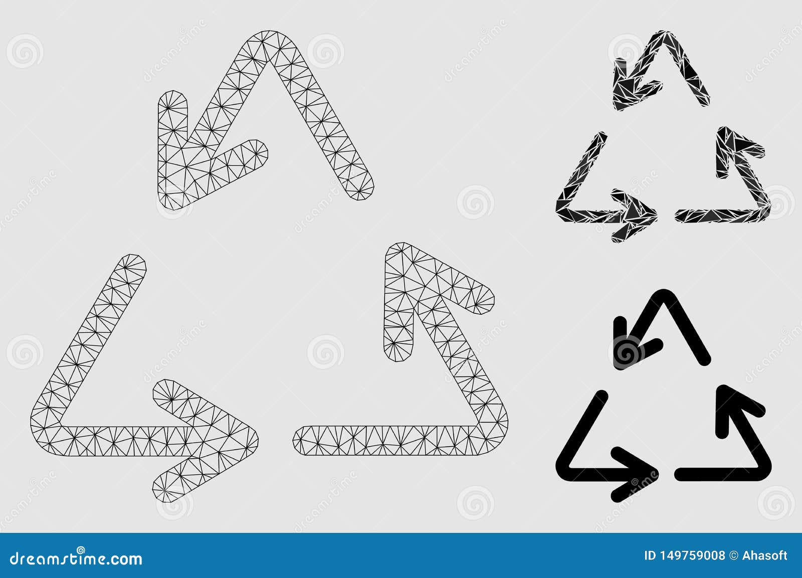 Recycle Vector Mesh 2D Model and Triangle Mosaic Icon Stock Vector ...