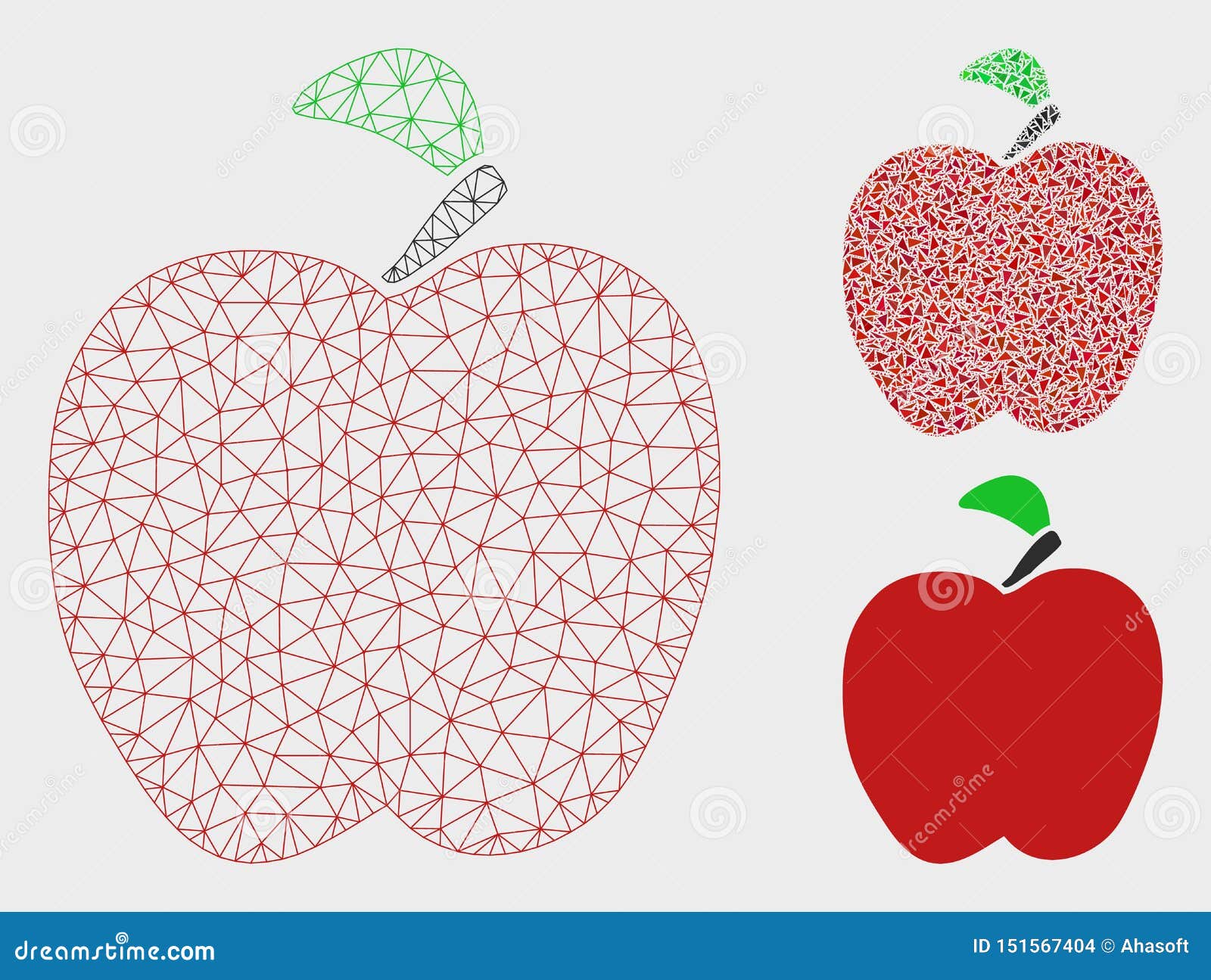 Red Apple Vector Mesh 2D Model and Triangle Mosaic Icon Stock Vector ...