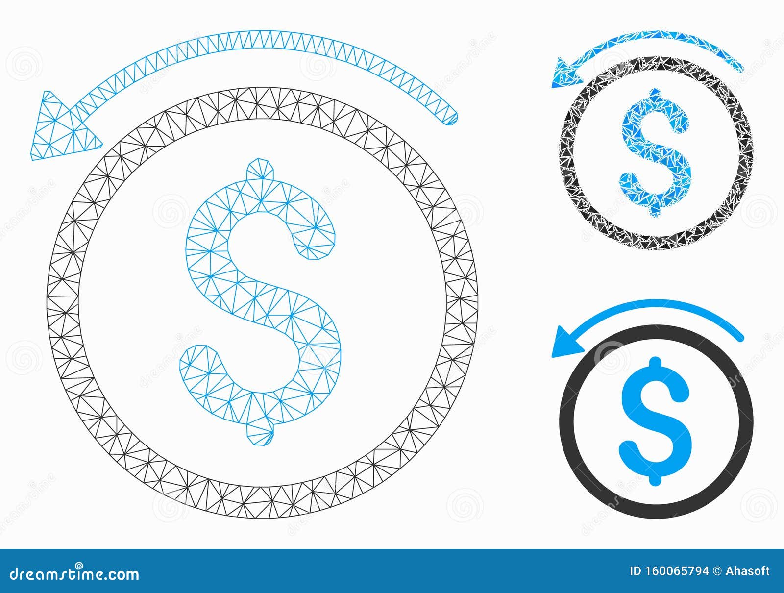 Refund Vector Mesh Wire Frame Model and Triangle Mosaic Icon Stock ...