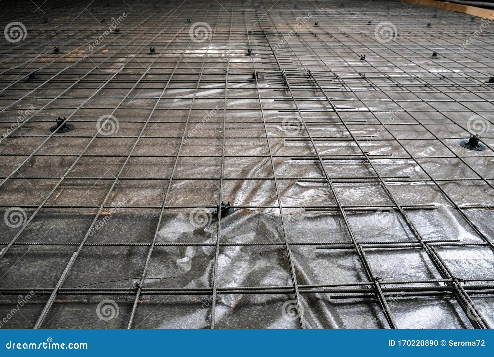 The Mesh for Reinforcement Concrete Slab in the Garage Stock Photo ...