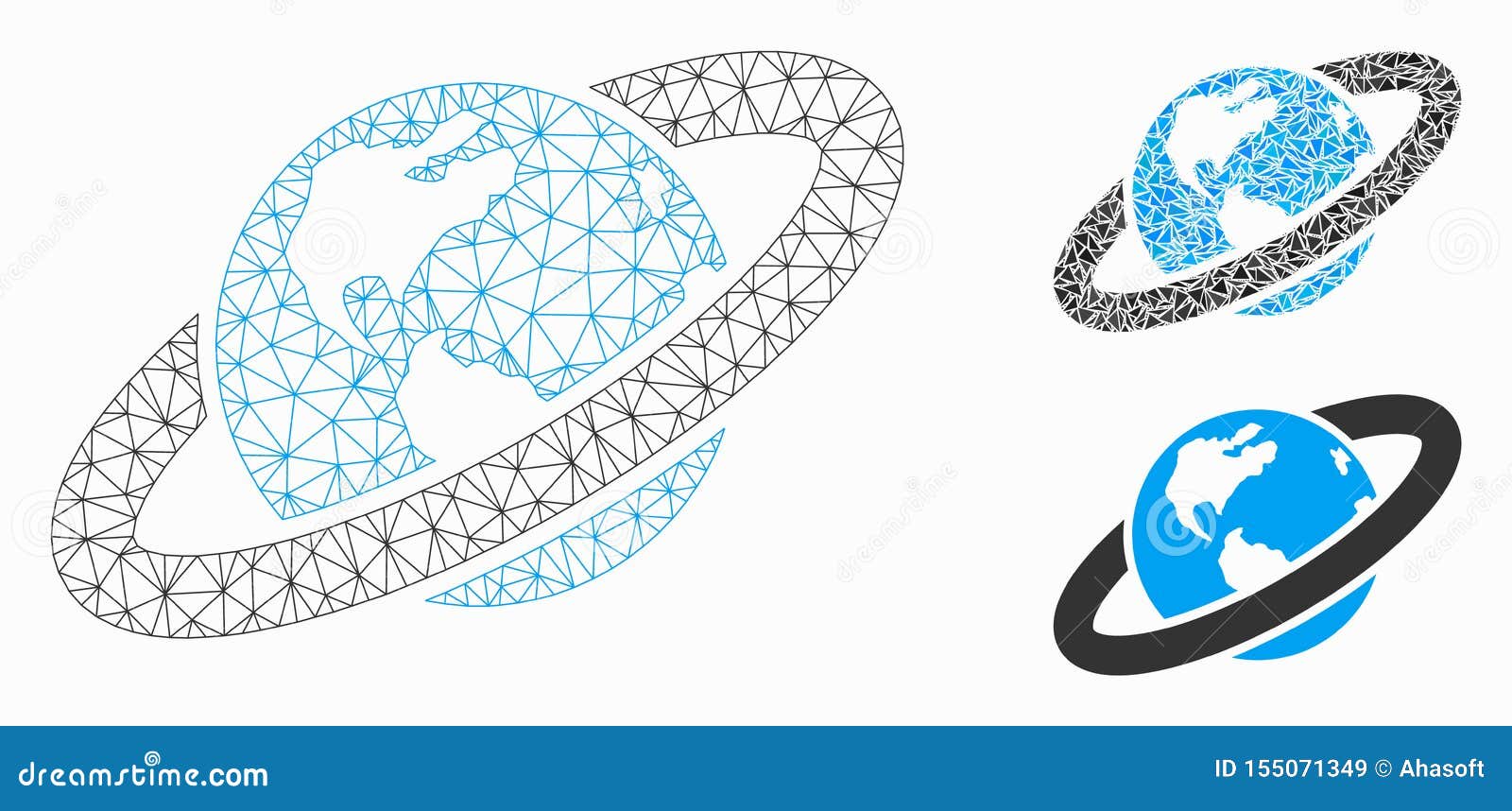 Ringed Planet Vector Mesh Carcass Model and Triangle Mosaic Icon Stock ...