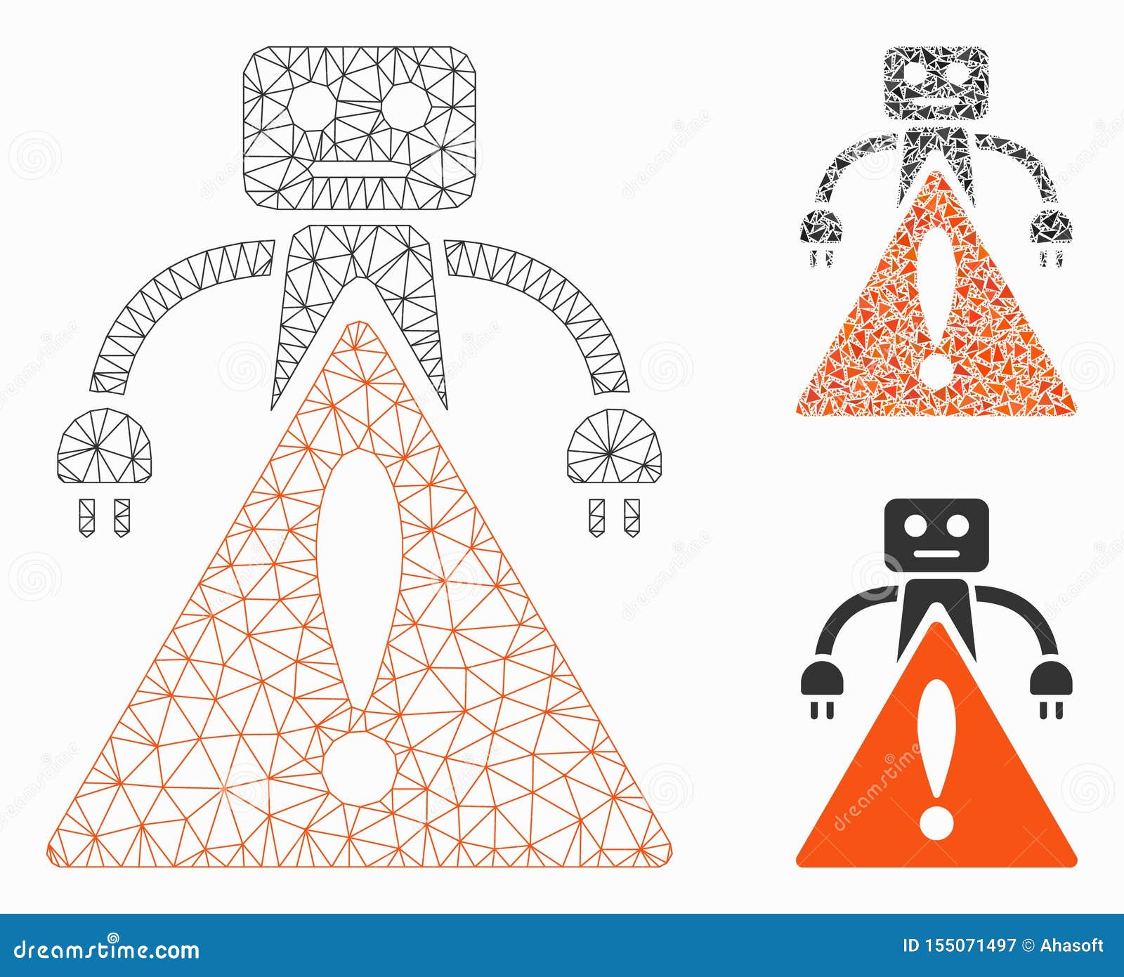 Robot Warning Mosaic And Grunge Cautious Watermark With Lines Cartoon ...