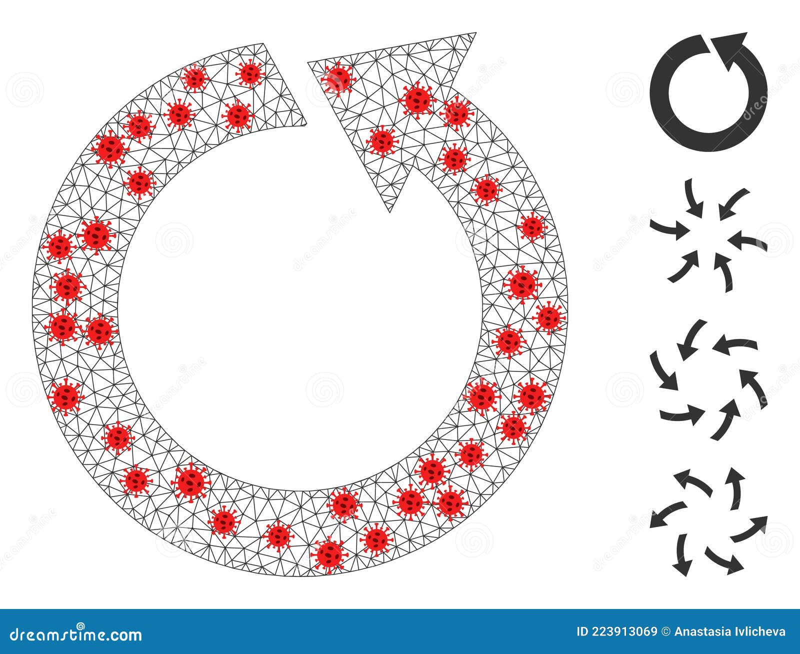 Polygonal Carcass Rotate Ccw Icon with Infection Centers Stock Vector ...