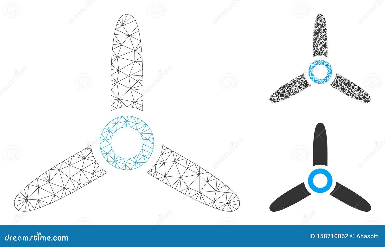 Rotor Vector Mesh 2D Model and Triangle Mosaic Icon Stock Vector ...