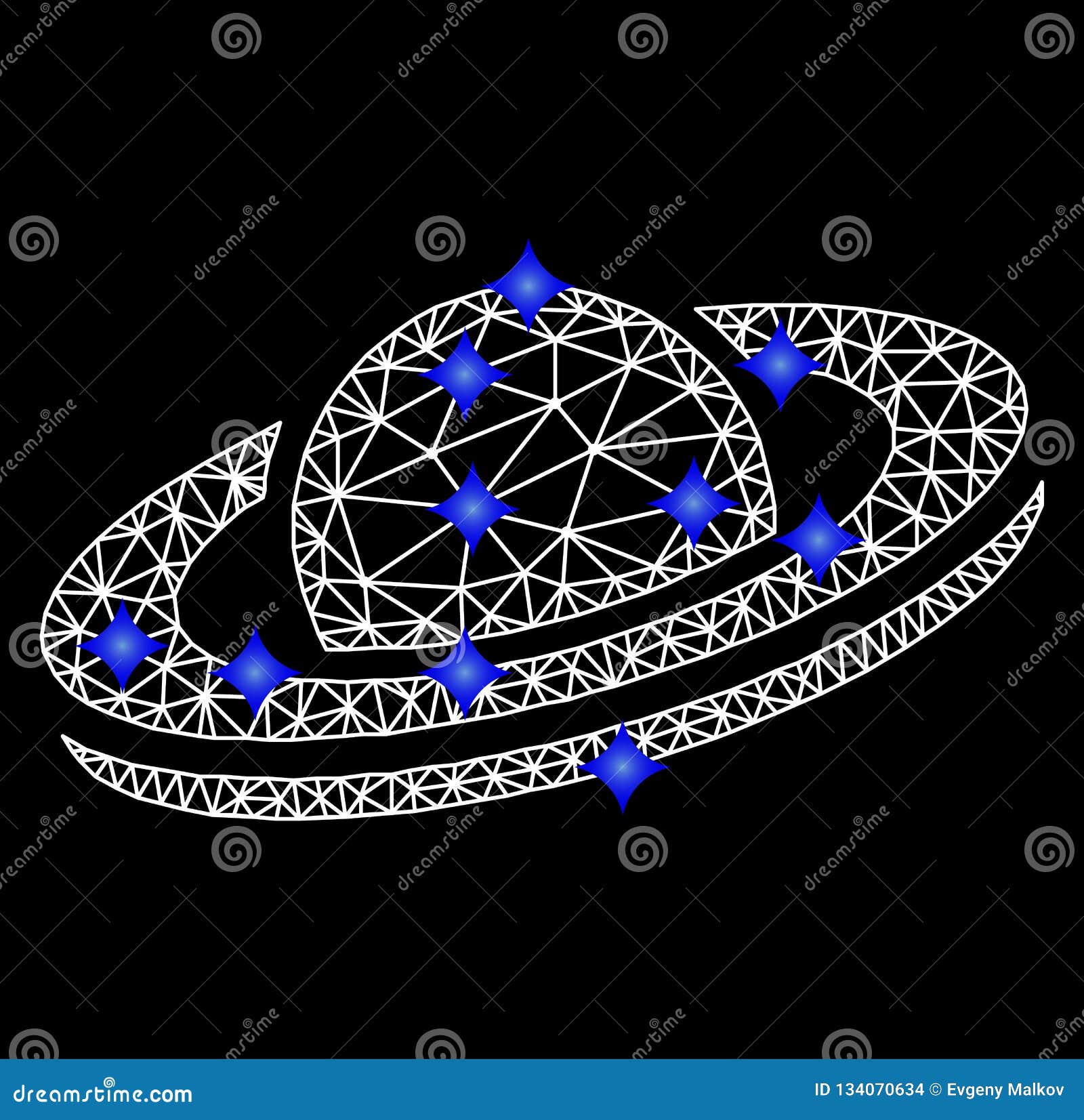 Vector Mesh Saturn Planet Icon with Blue Diamonds Stock Vector ...