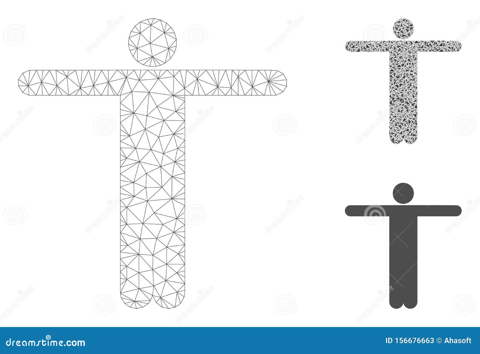 Scarecrow Pose Vector Mesh Network Model and Triangle Mosaic Icon Stock ...