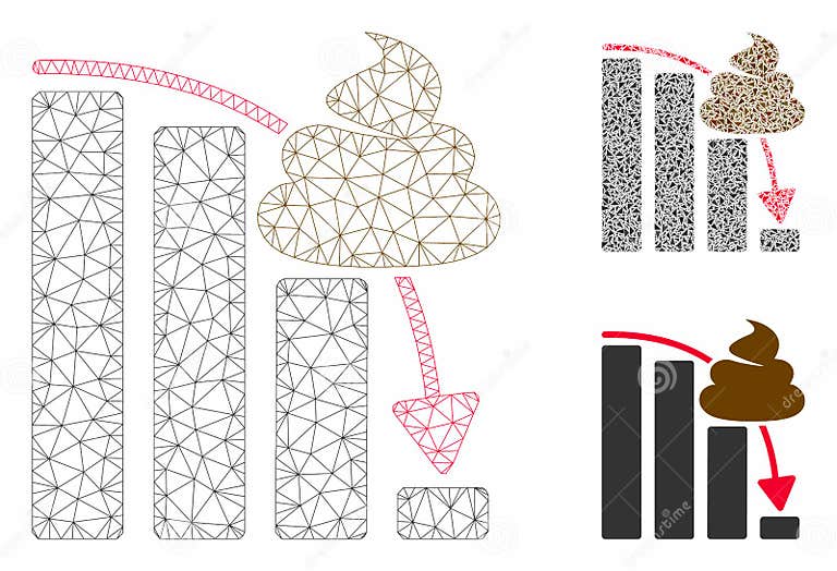 Shit Fall Down Chart Vector Mesh Carcass Model and Triangle Mosaic Icon ...
