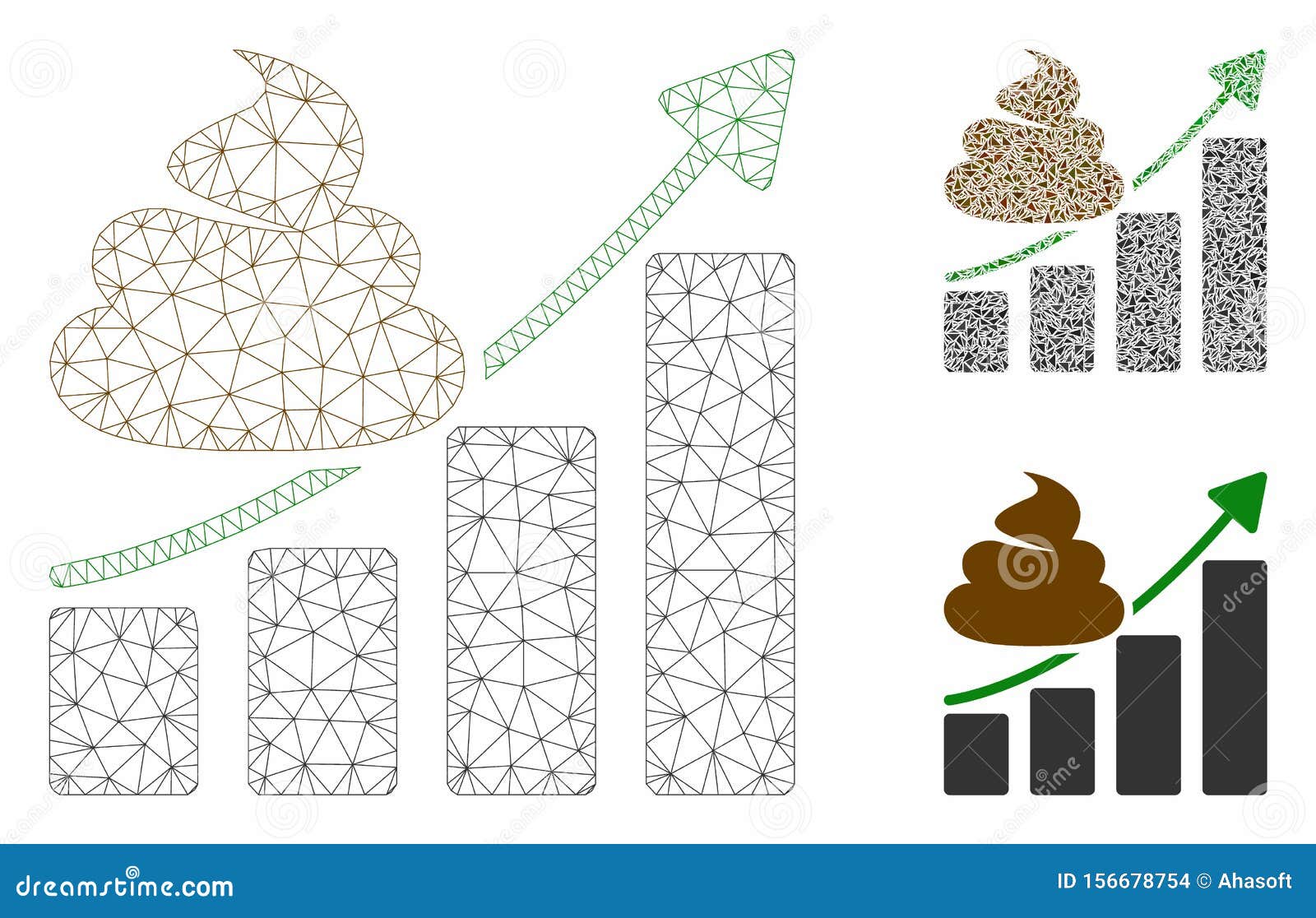 Shit Growing Chart Vector Mesh Wire Frame Model and Triangle Mosaic ...