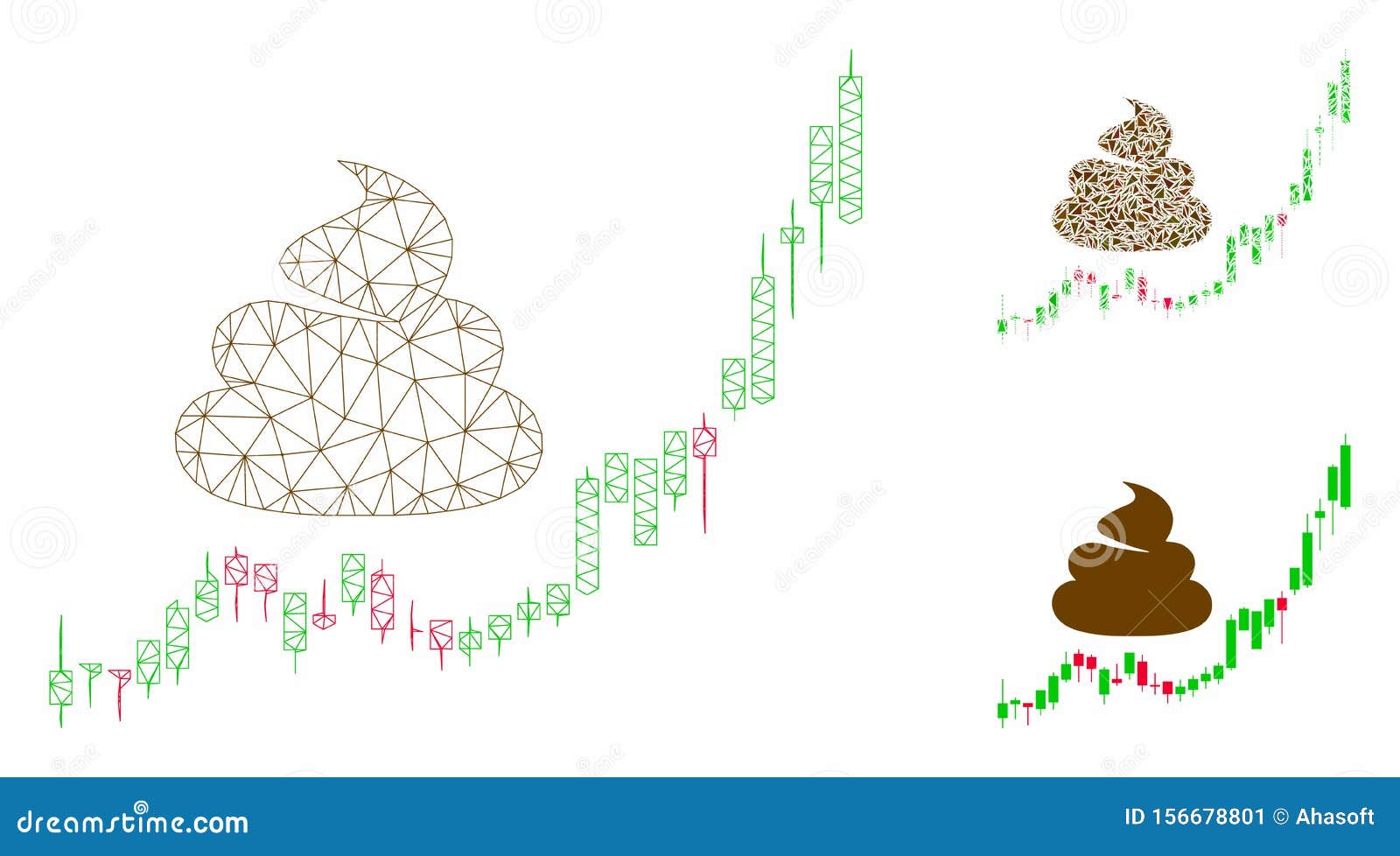 Shit Hyip Candle Chart Vector Mesh Network Model and Triangle Mosaic ...