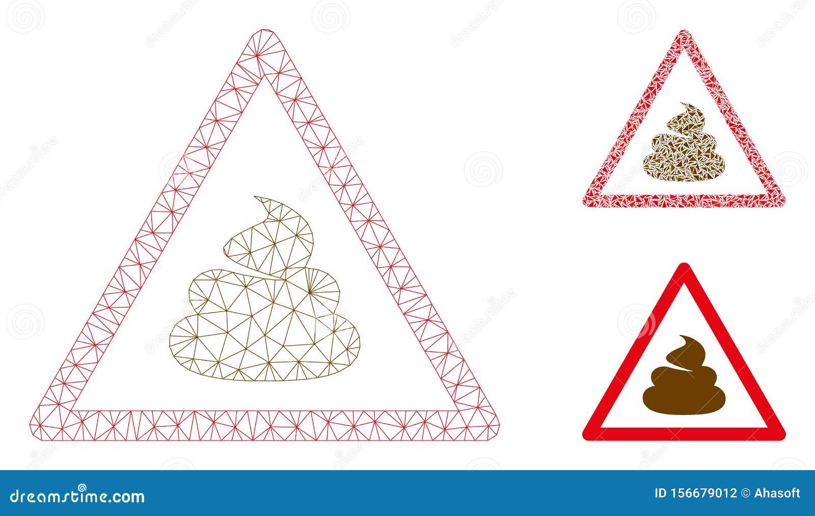 Shit Warning Vector Mesh 2D Model and Triangle Mosaic Icon Stock Vector ...