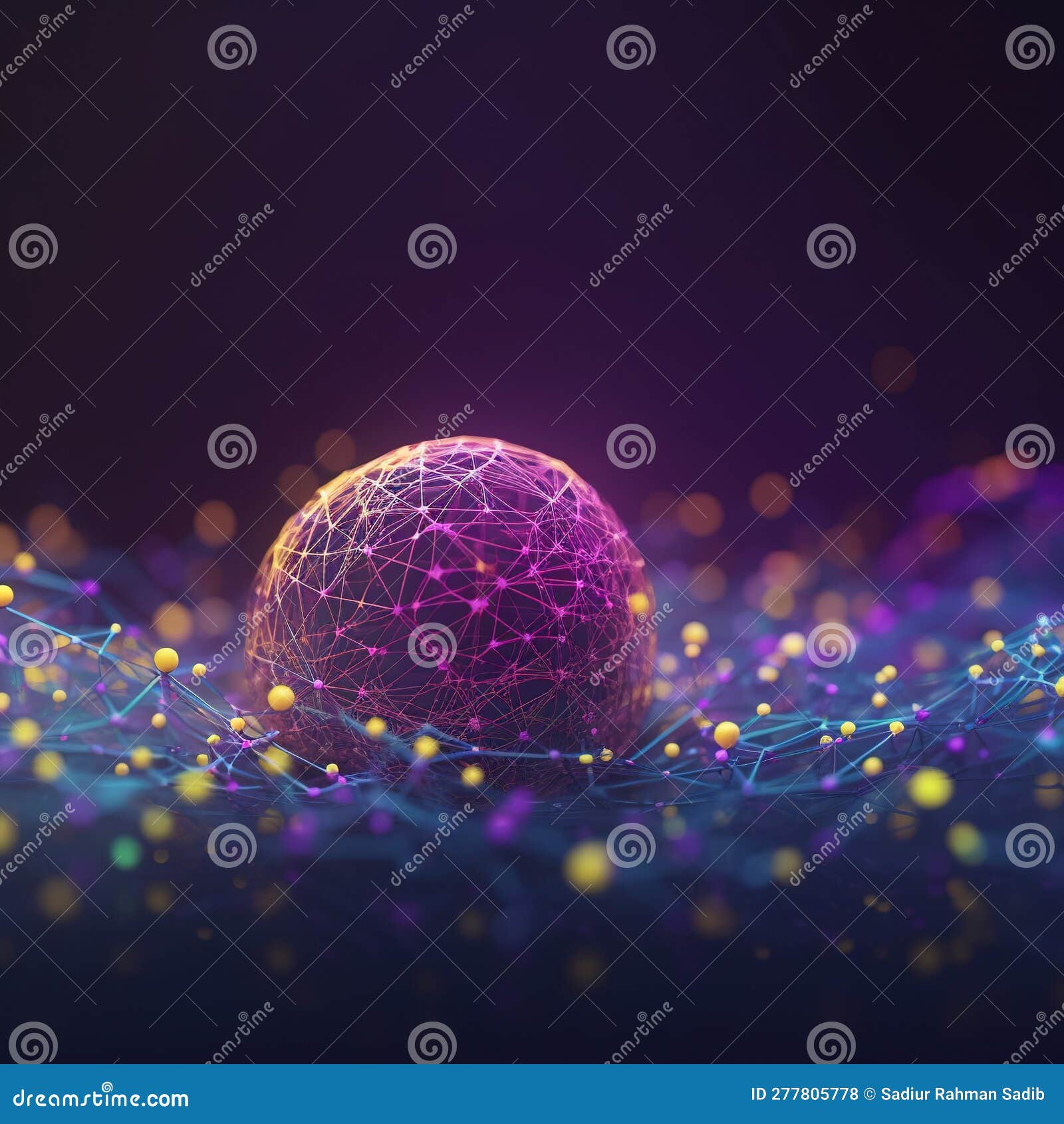 Mesh of Spherical Particles with Varying Colours Abstract Background ...