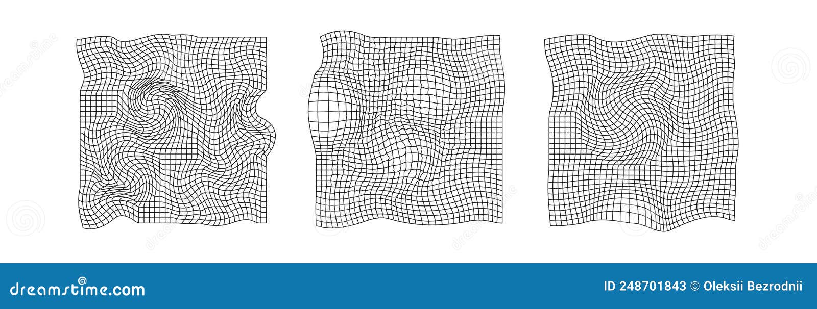 Geometric Distortion Circles Set, Futuristic Style Wave Element ...