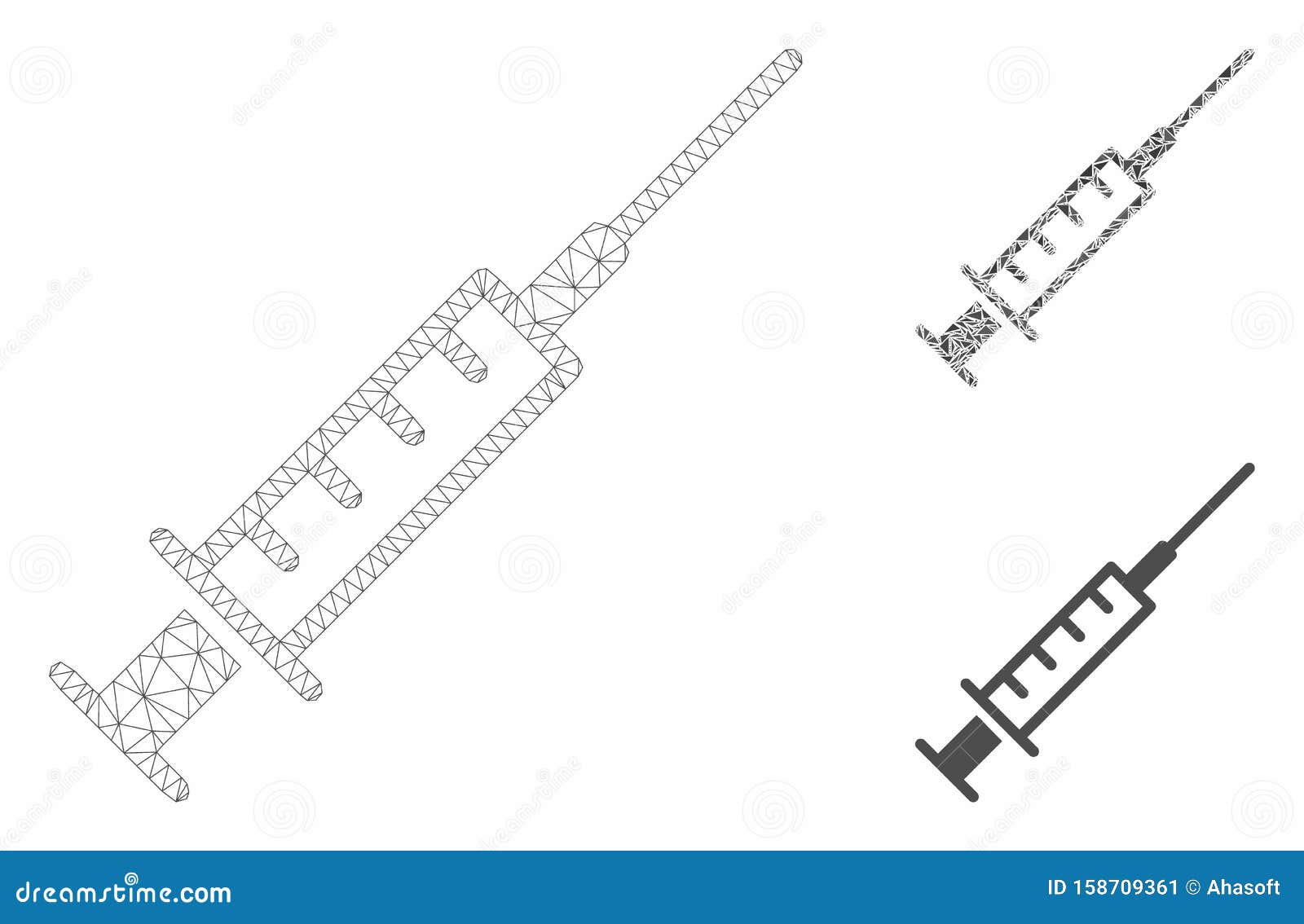 Syringe Vector Mesh Carcass Model And Triangle Mosaic Icon Stock Vector