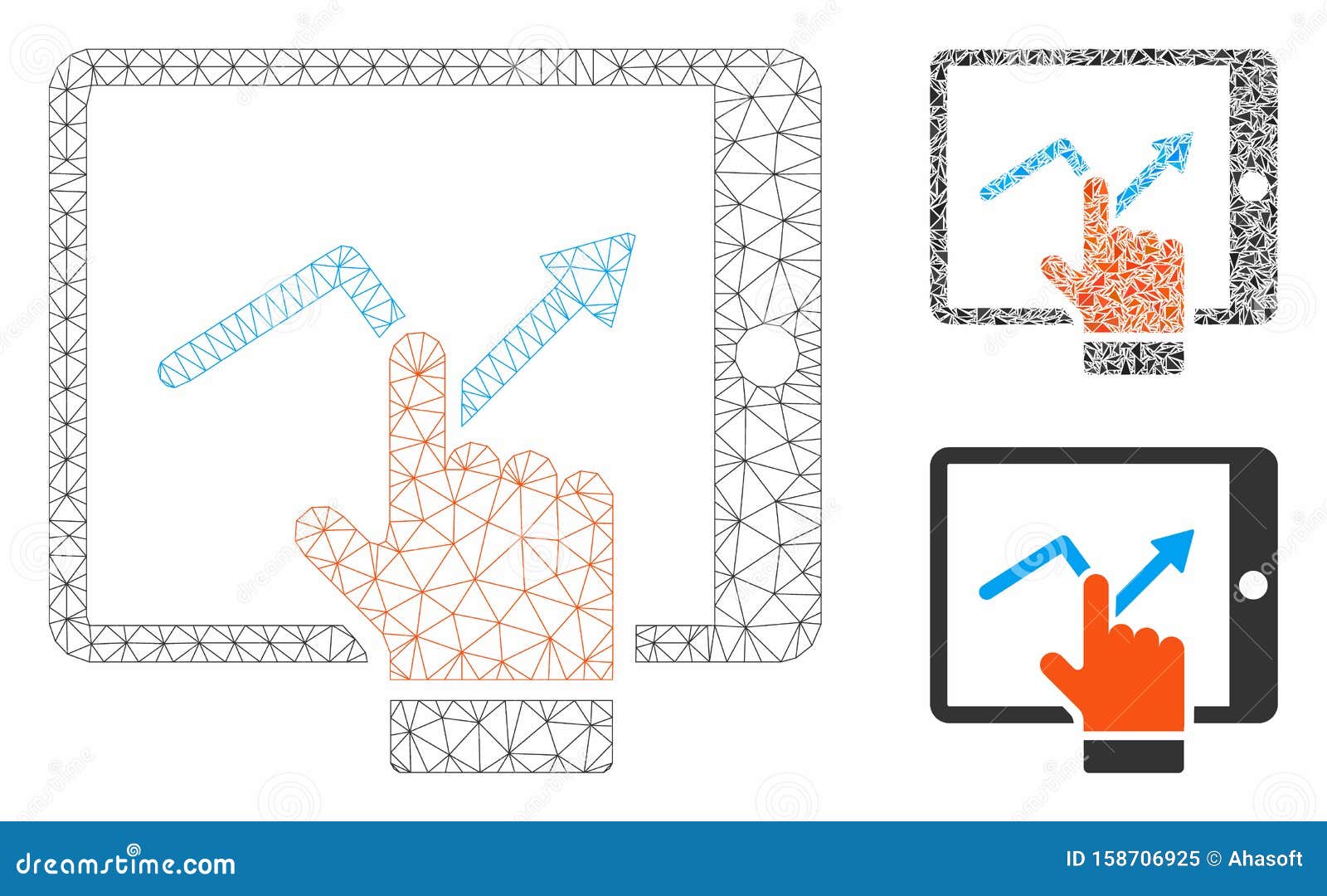 Tablet Report Vector Mesh 2D Model and Triangle Mosaic Icon Stock ...