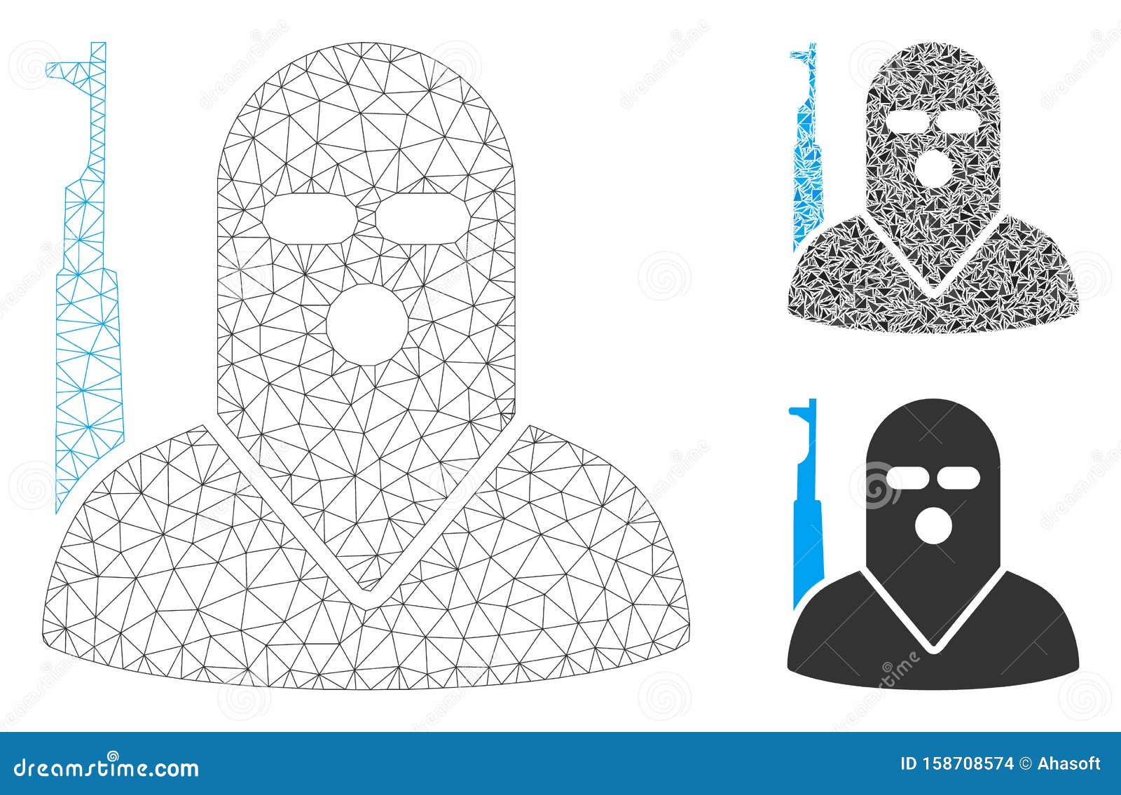 Terrorist Vector Mesh 2D Model and Triangle Mosaic Icon Stock Vector ...