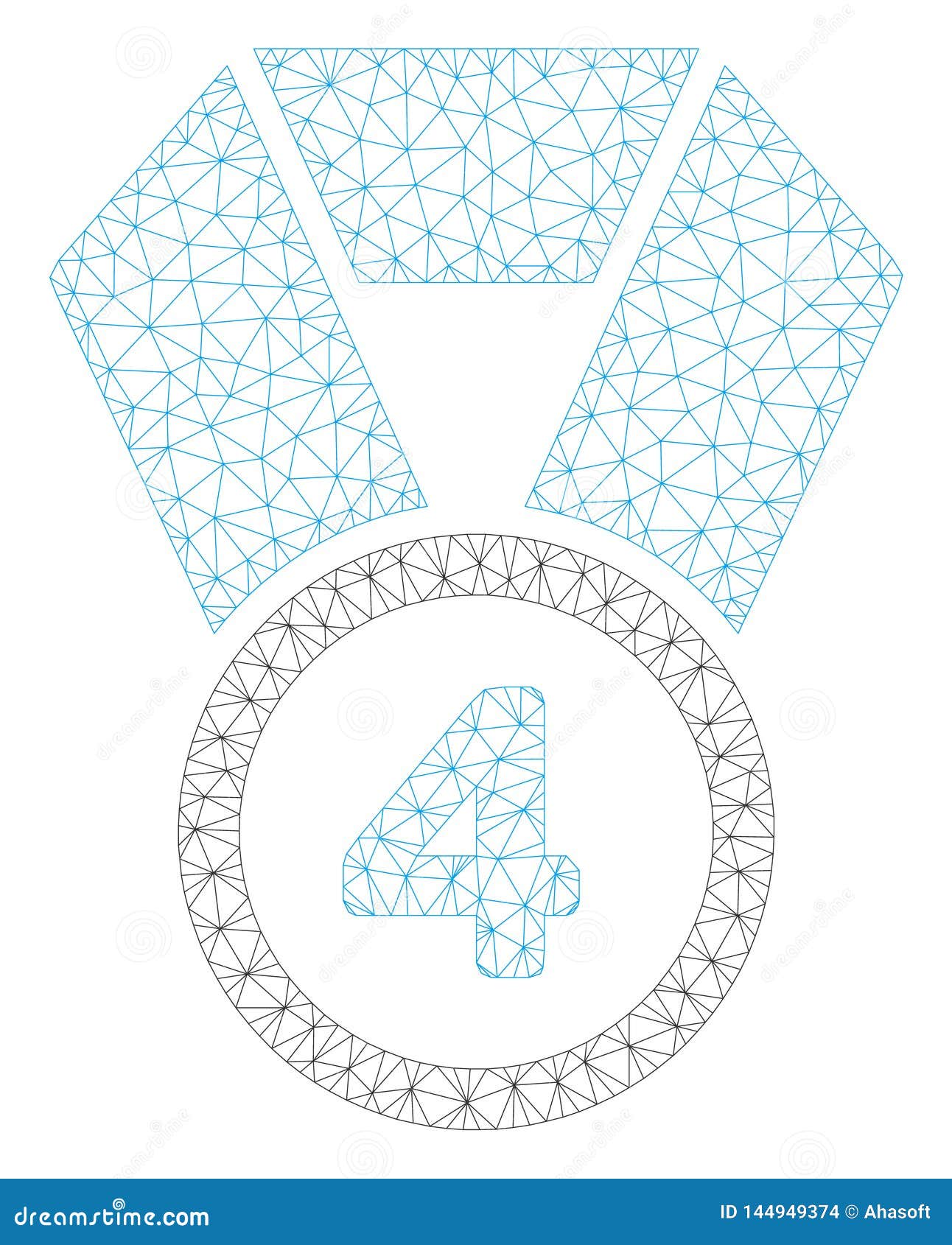 4Th Place Medal Polygonal Frame Vector Mesh Illustration Stock Vector ...