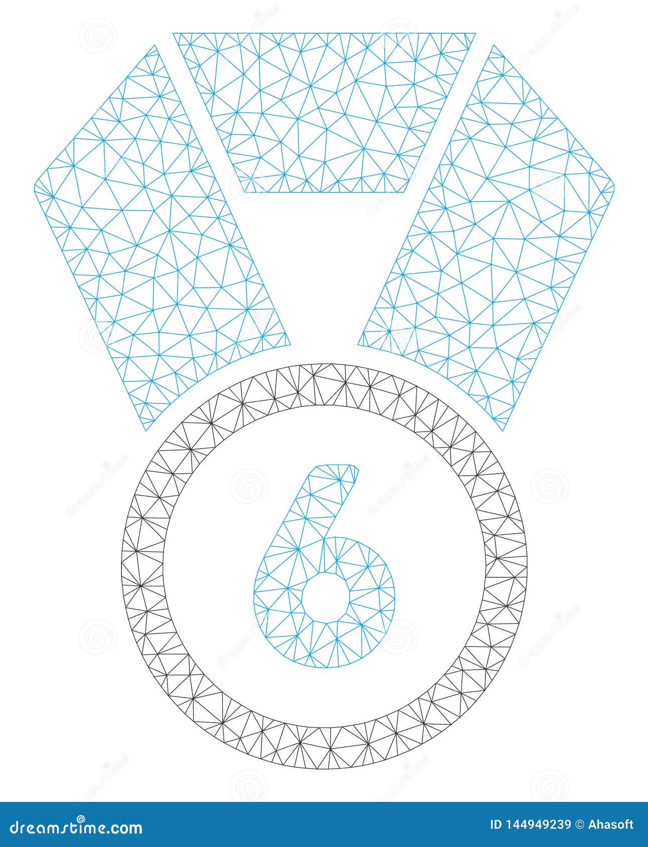 6Th Place Medal Polygonal Frame Vector Mesh Illustration Stock Vector ...