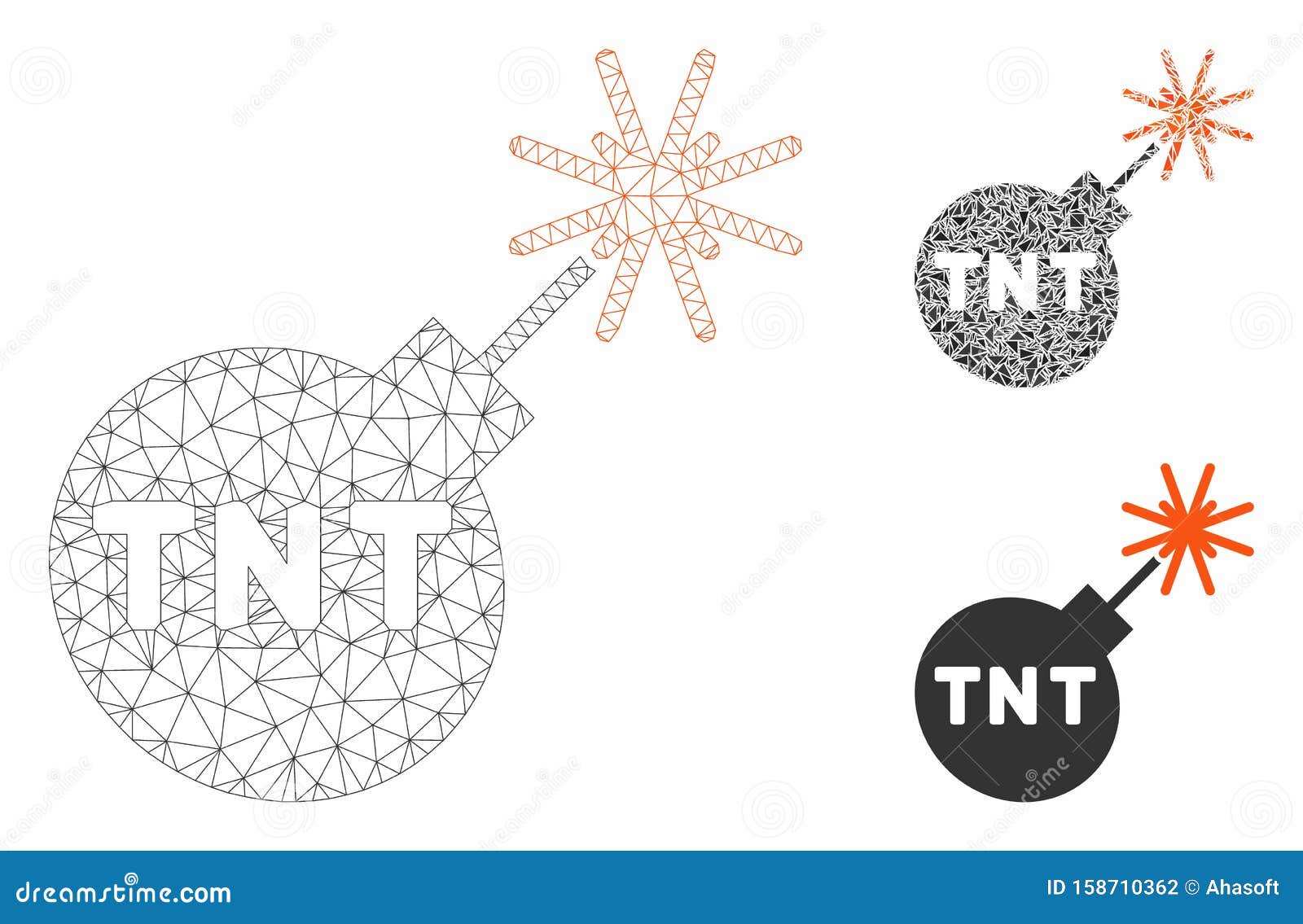 TNT Bomb Vector Mesh 2D Model and Triangle Mosaic Icon Stock Vector ...