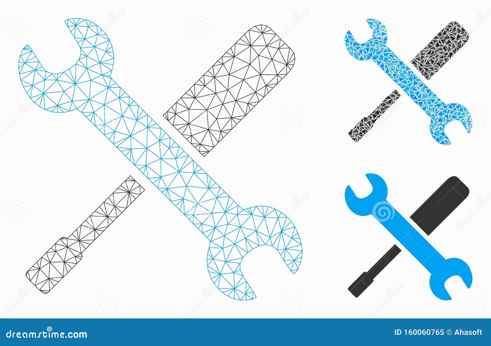 Tools Vector Mesh Network Model and Triangle Mosaic Icon Stock Vector ...