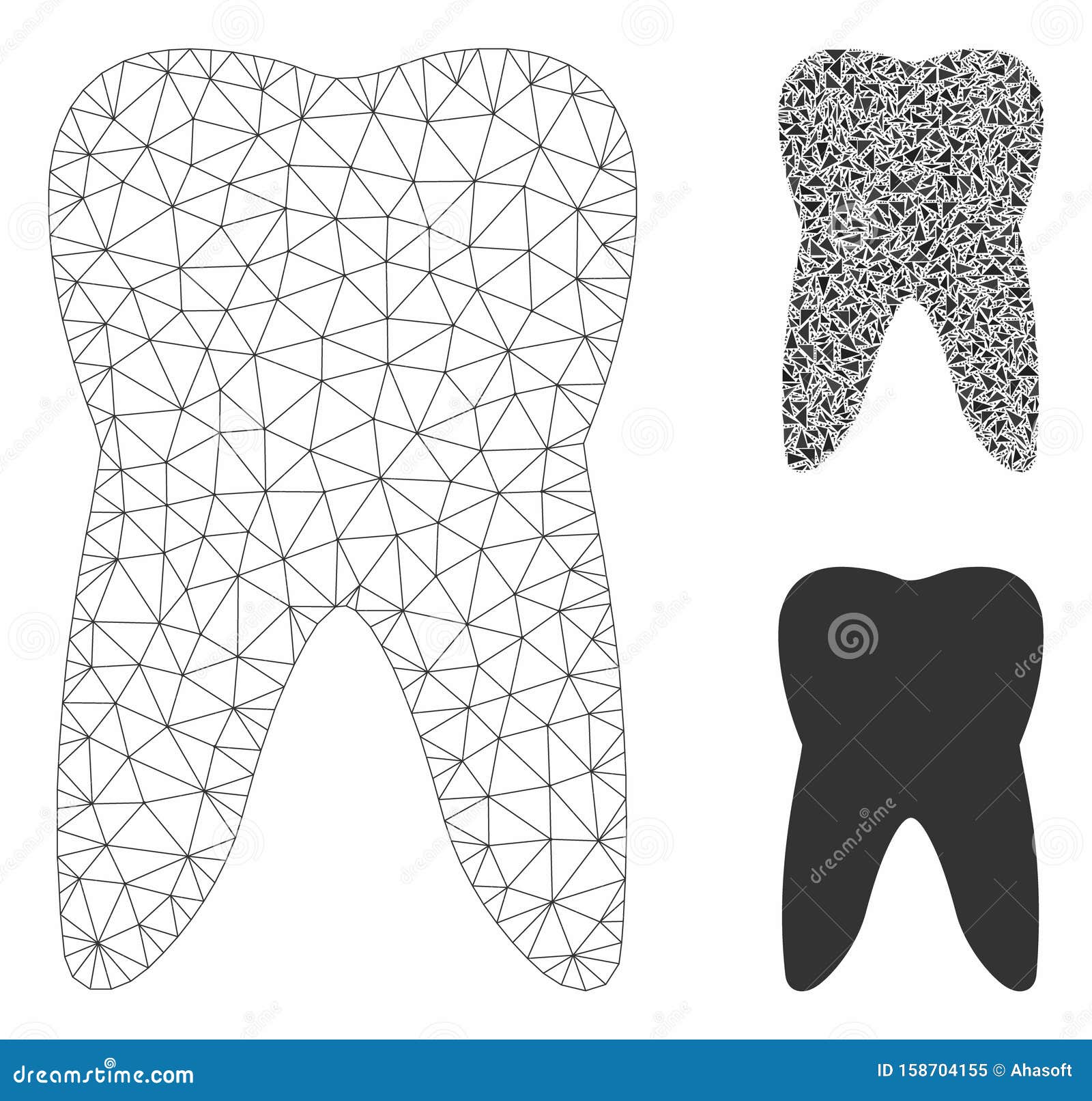 Tooth Vector Mesh Network Model and Triangle Mosaic Icon Stock Vector ...