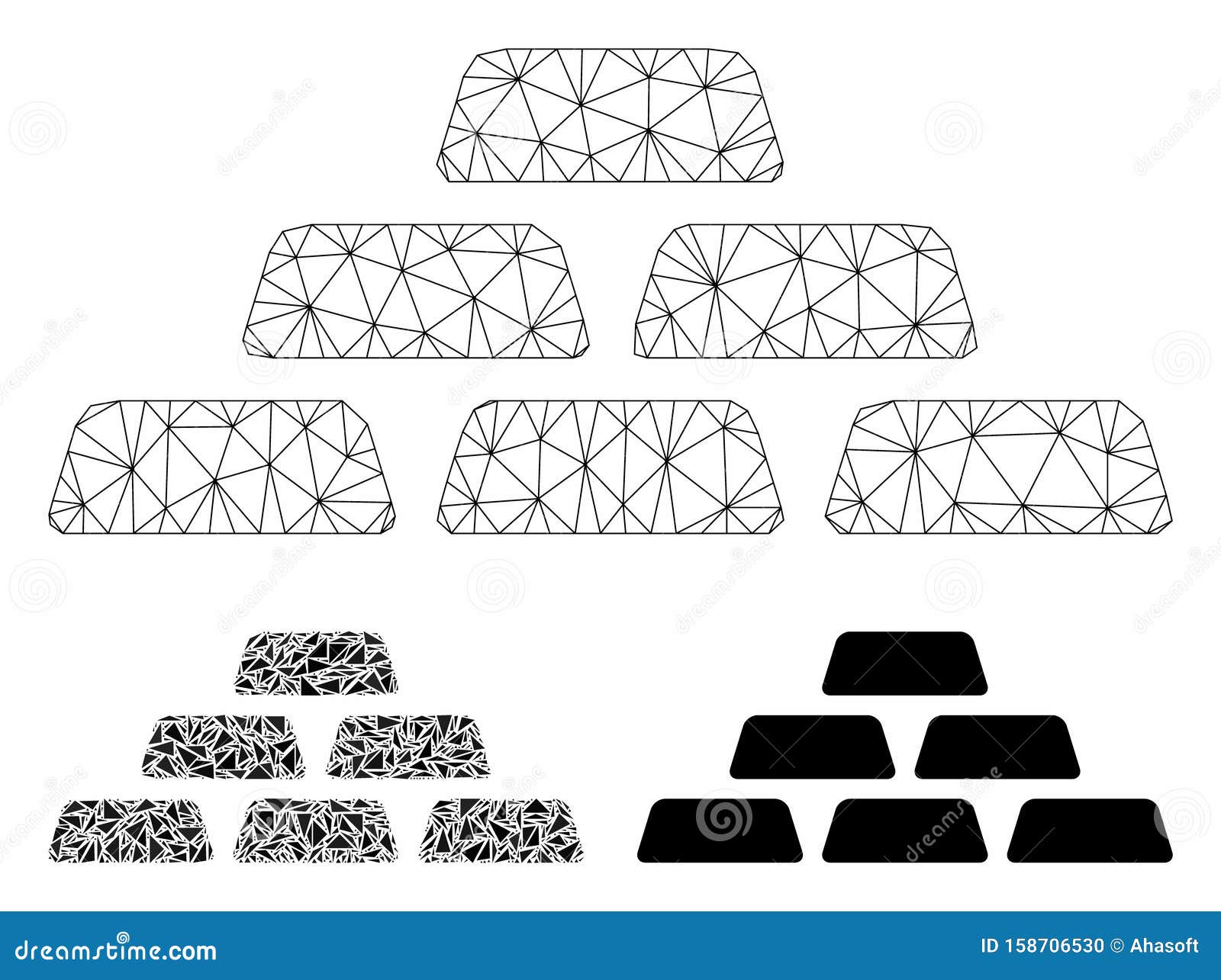 Treasure Bricks Vector Mesh Network Model and Triangle Mosaic Icon ...
