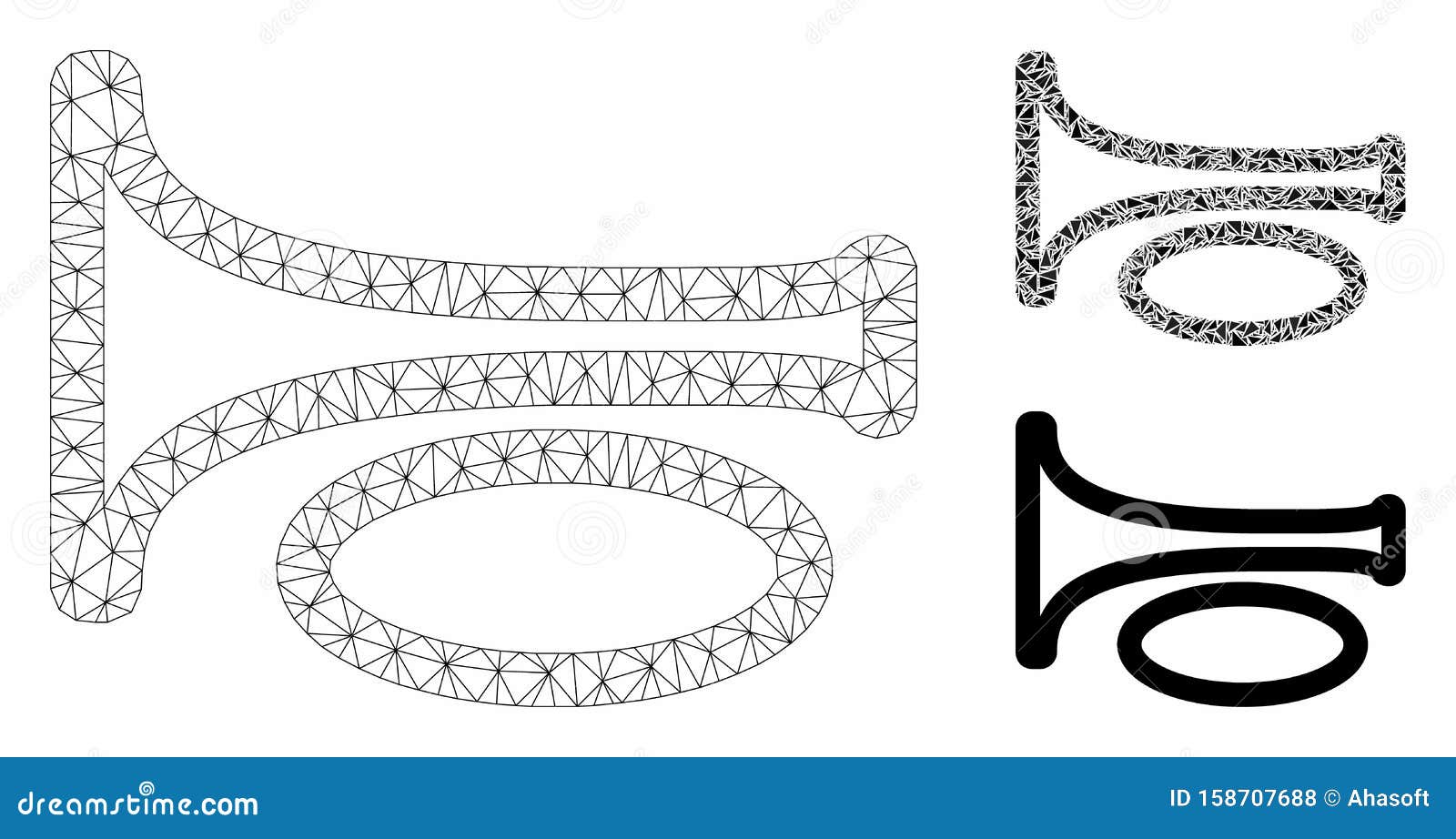 Trombone Vector Mesh Network Model and Triangle Mosaic Icon Stock ...