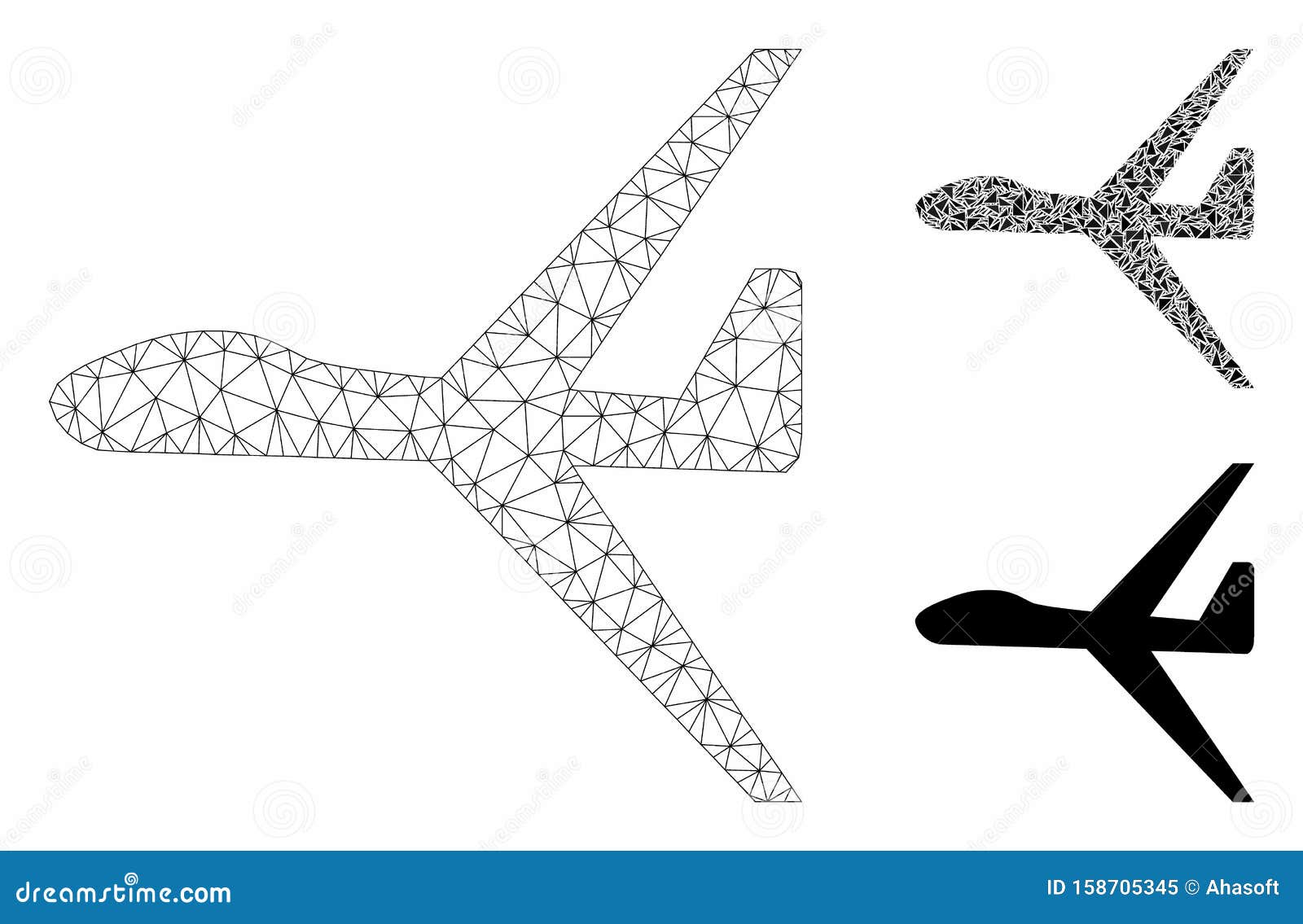 Uav Vector Mesh Network Model and Triangle Mosaic Icon Stock Vector ...