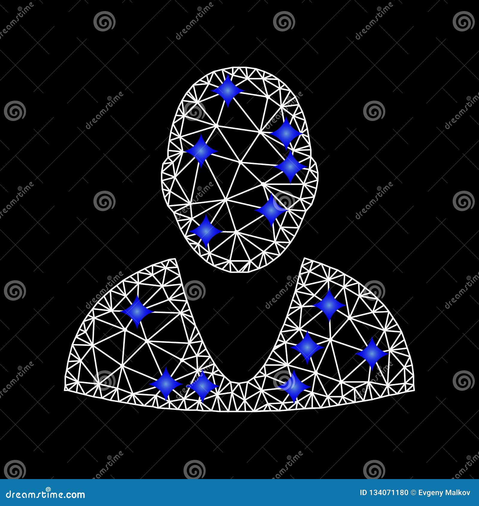 Vector Mesh User Icon with Blue Diamonds Stock Vector - Illustration of ...