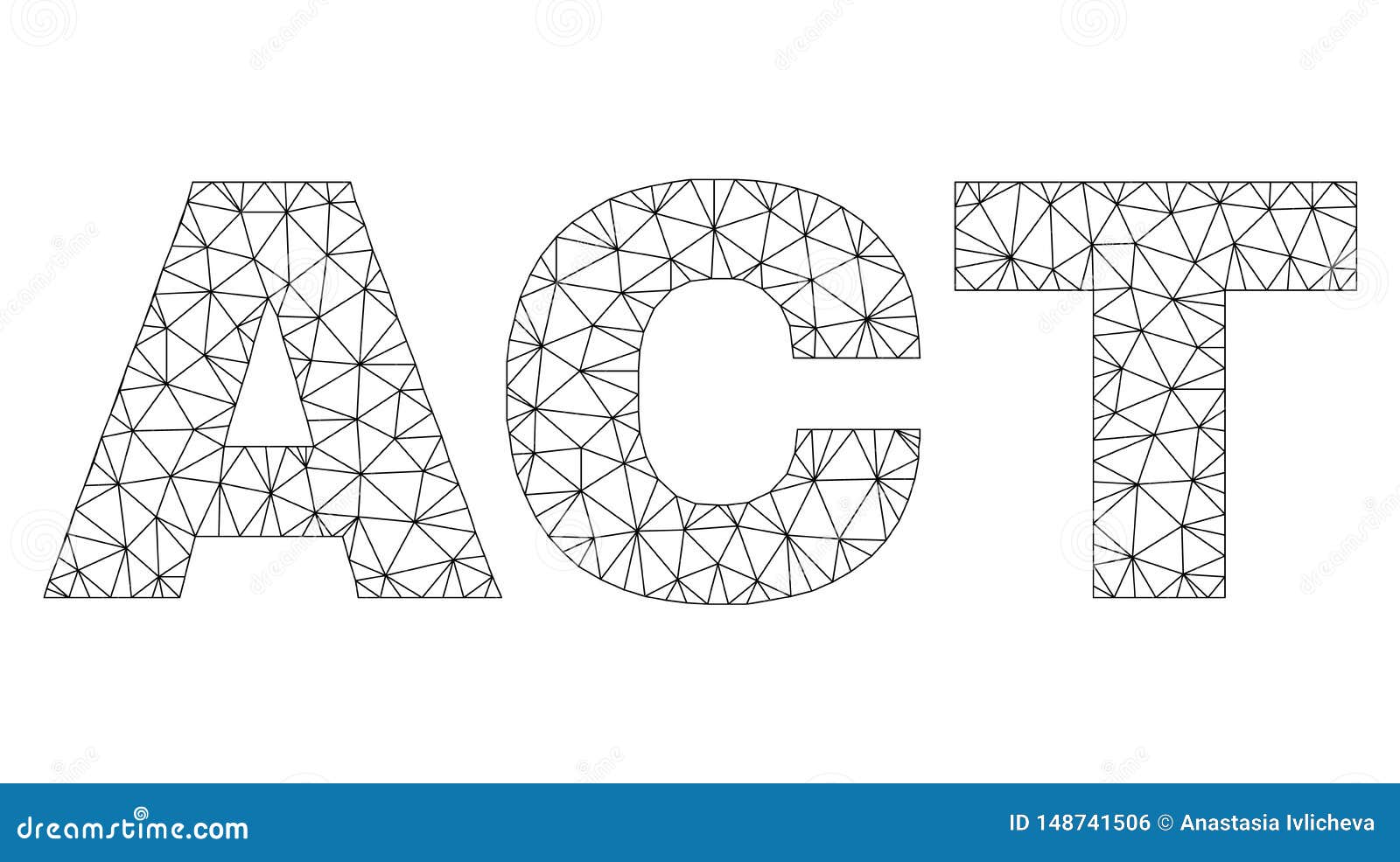 Polygonal 2D ACT Text Label Stock Vector - Illustration of contour ...