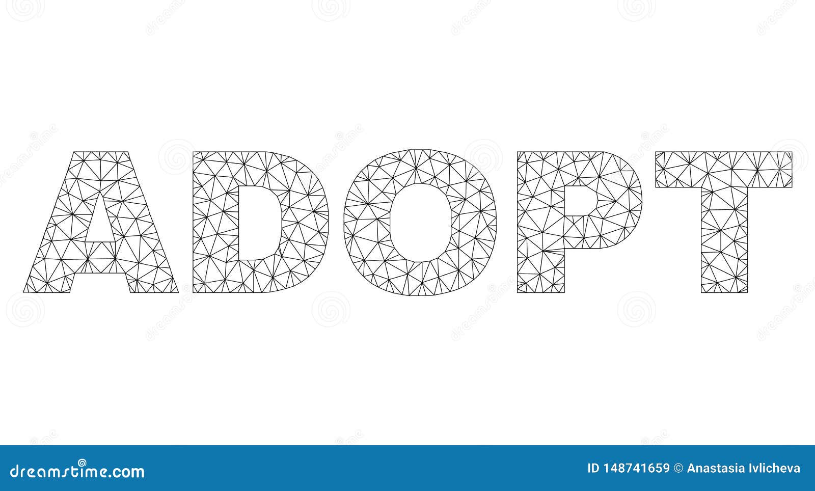 Polygonal Carcass ADOPT Text Tag Stock Vector - Illustration of ...