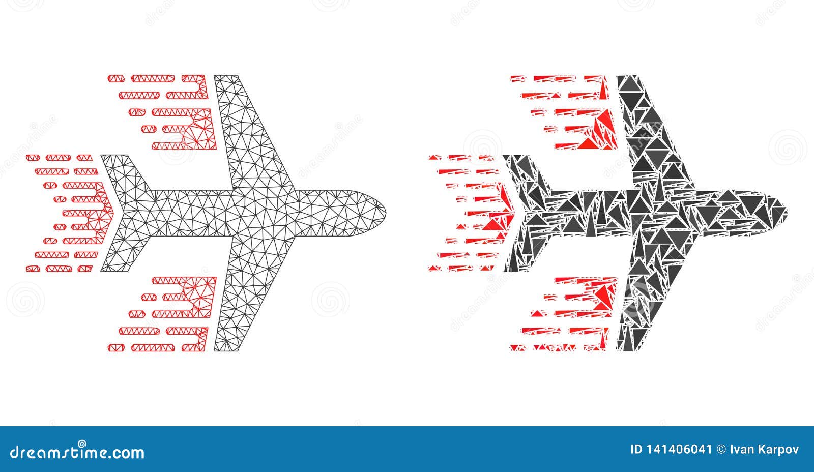 Polygonal Network Mesh Aircraft and Mosaic Icon Stock Vector ...