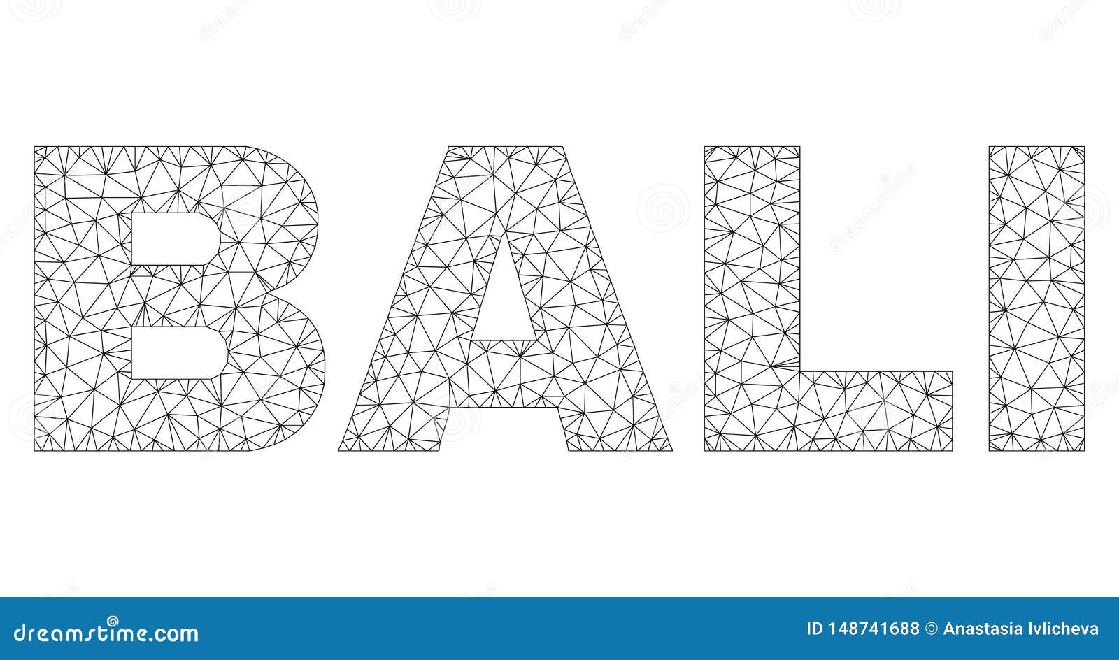 Polygonal 2D BALI Text Caption Stock Vector - Illustration of polygonal ...