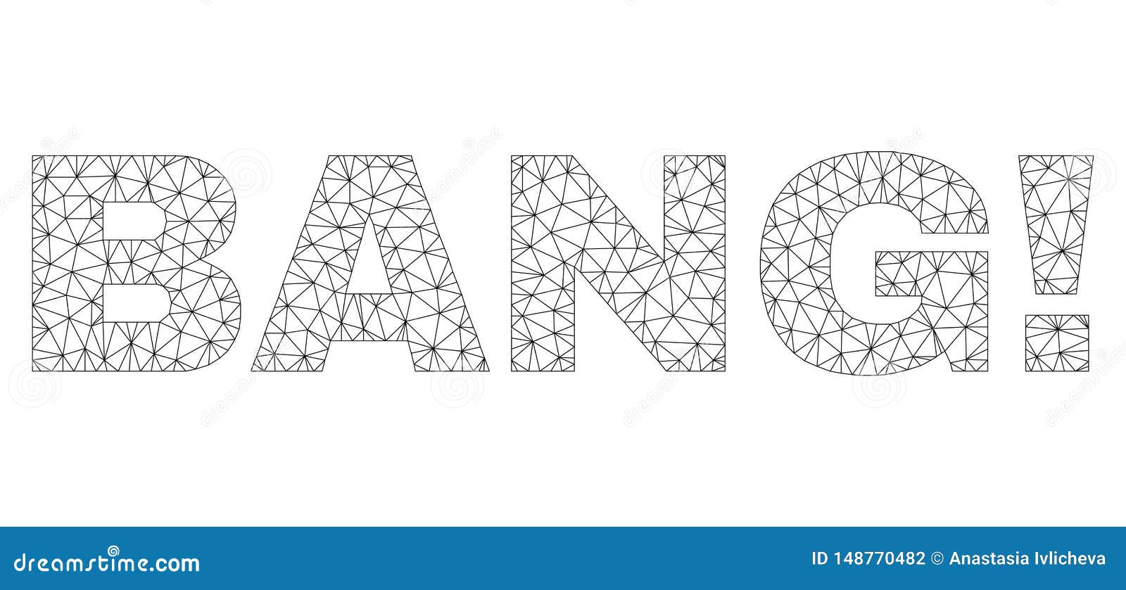 Polygonal Carcass BANG! Text Label Stock Vector - Illustration of ...