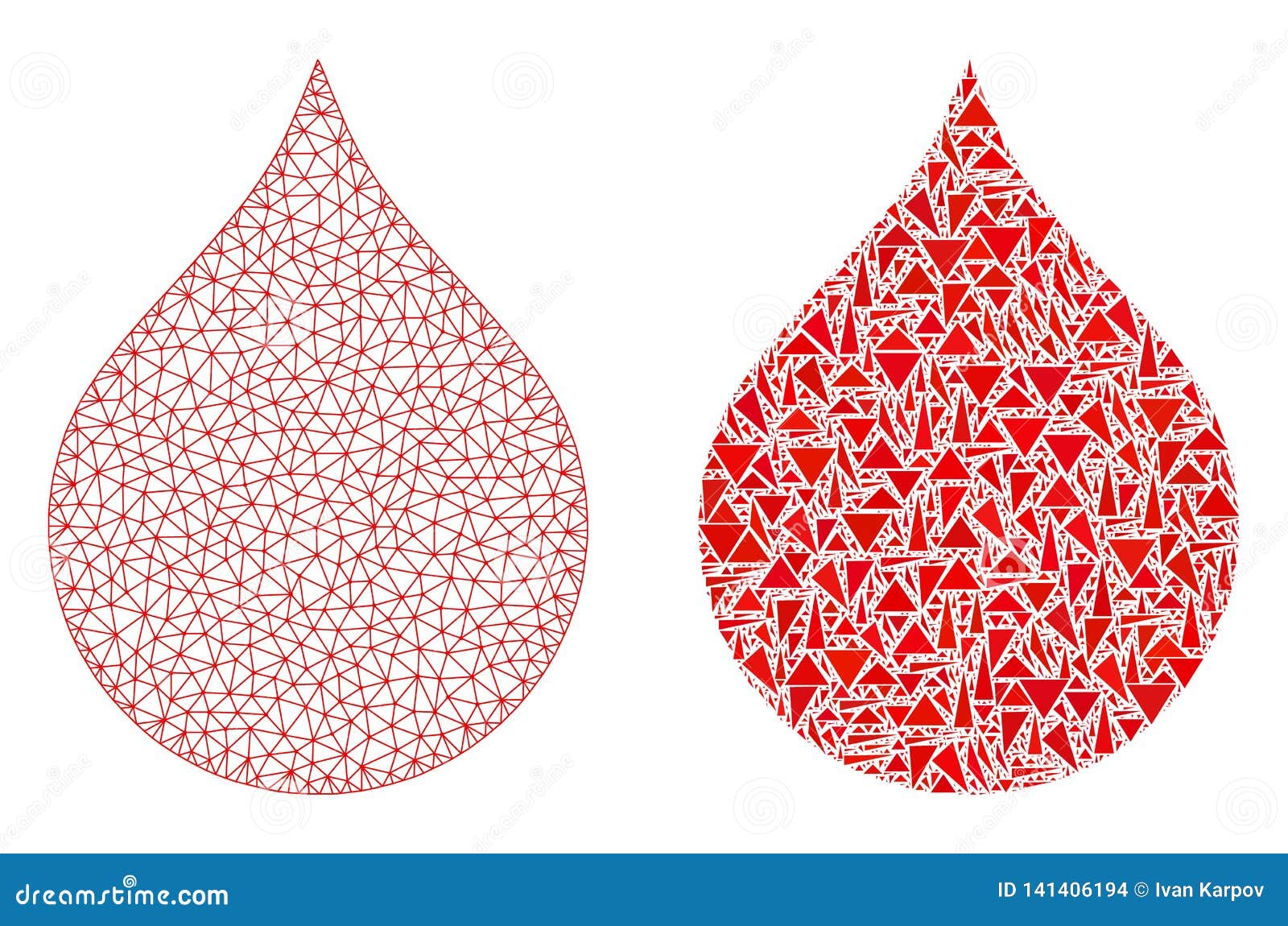 Polygonal Network Mesh Blood Drop And Mosaic Icon Vector Illustration ...