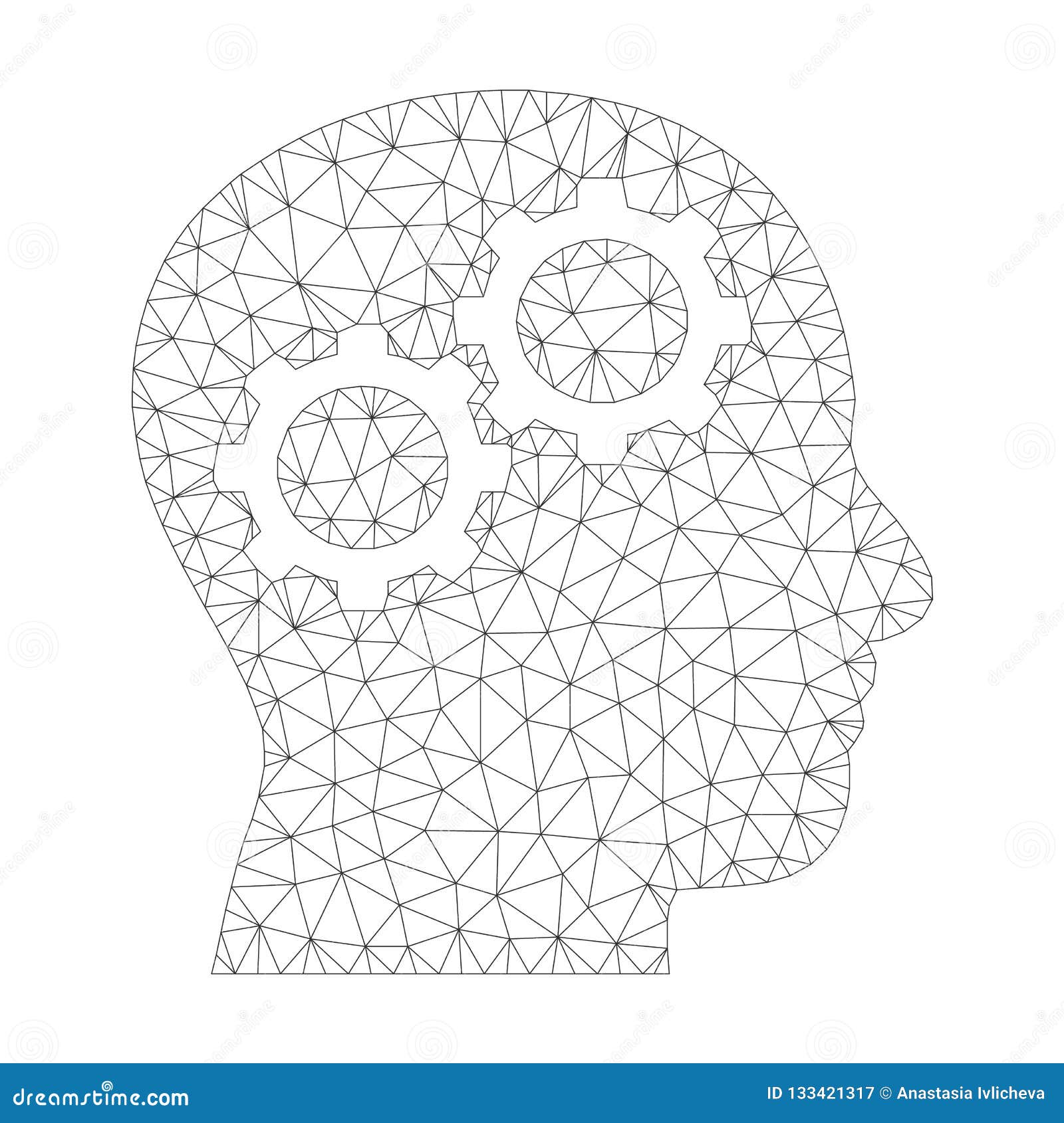 Mesh Vector Brain Gears Icon Stock Vector - Illustration of education ...
