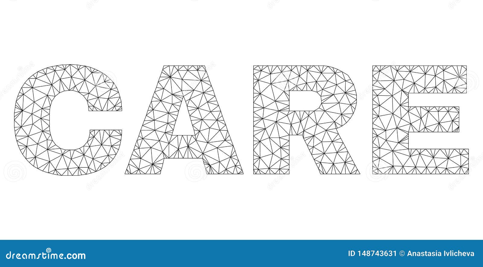 Polygonal Carcass CARE Text Tag Stock Vector - Illustration of ...