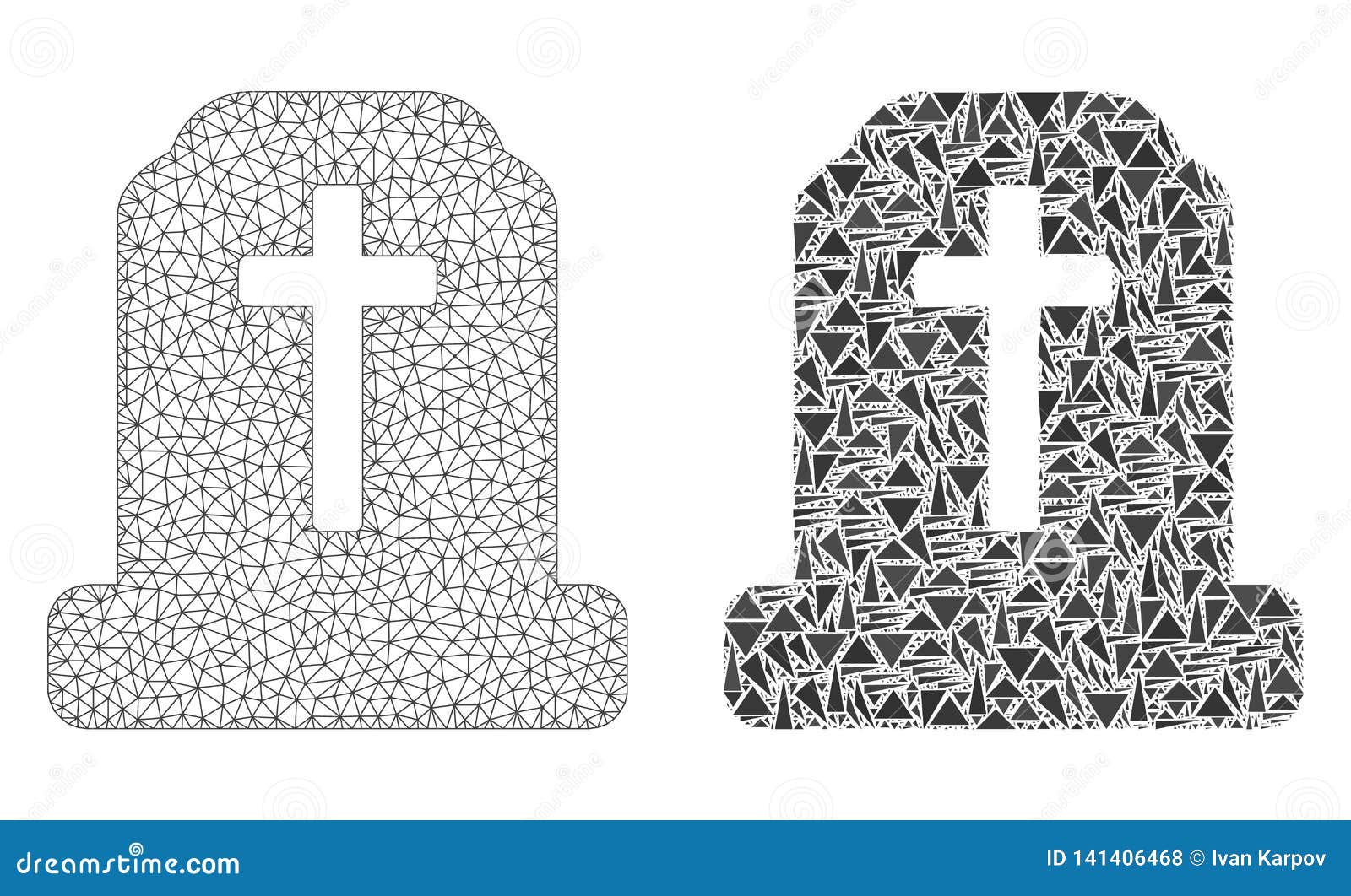 Vector Set Of Cemetery Icons. Headstones, Gravestones, Tombstones And ...