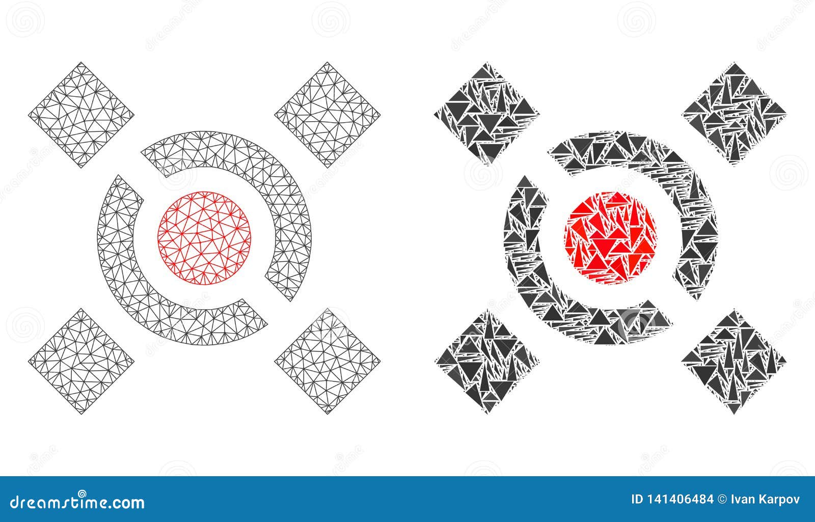 Polygonal Wire Frame Mesh Central Link and Mosaic Icon Stock Vector ...