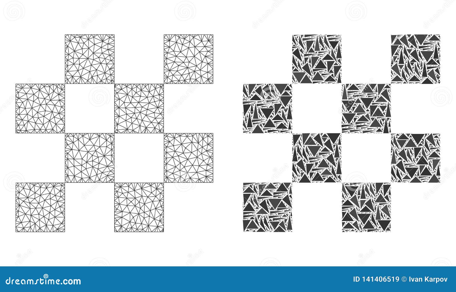 Polygonal 2D Mesh Chess Cells and Mosaic Icon Stock Vector ...