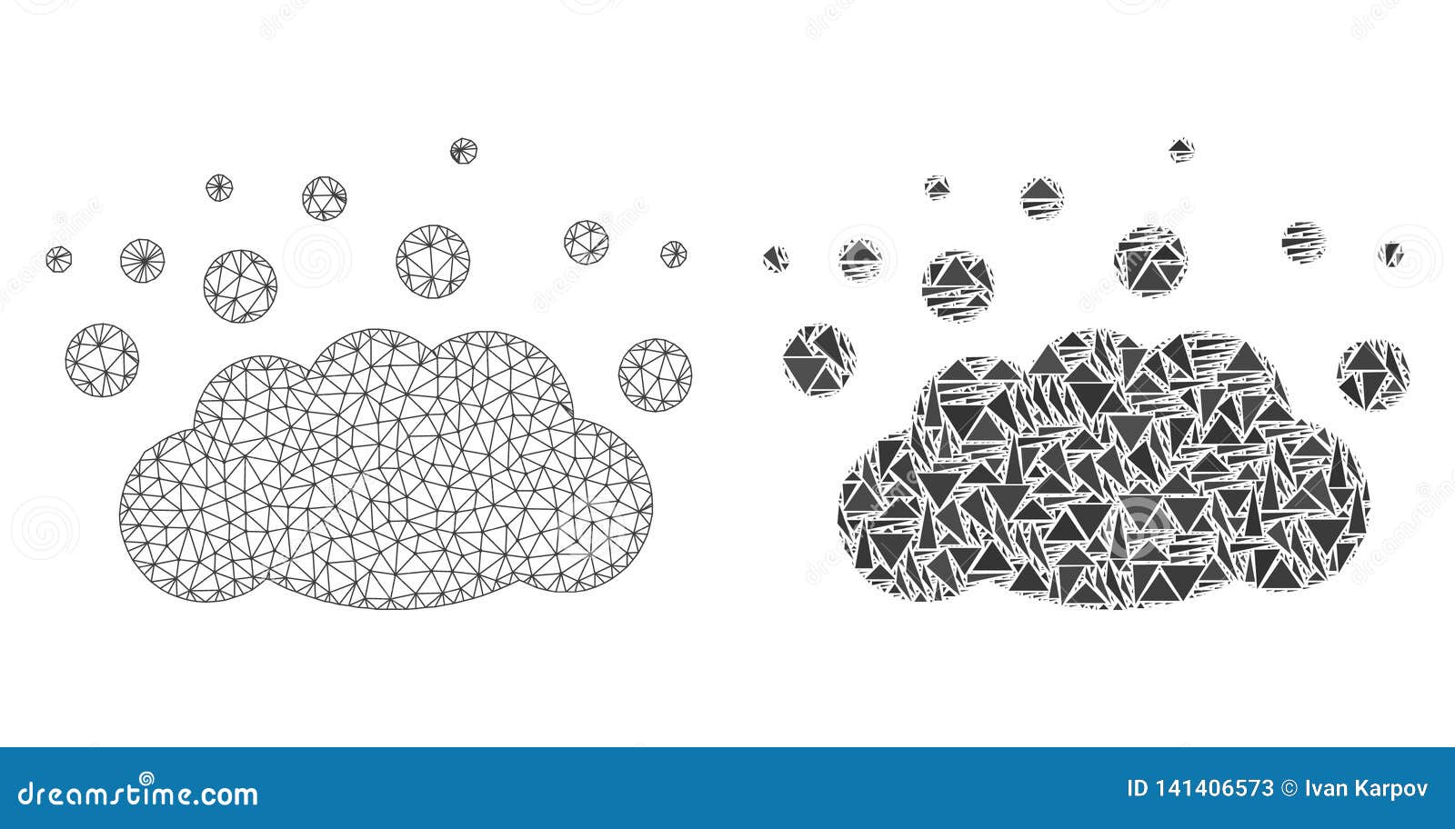 Polygonal Wire Frame Mesh Cloud Emission and Mosaic Icon Stock Vector ...