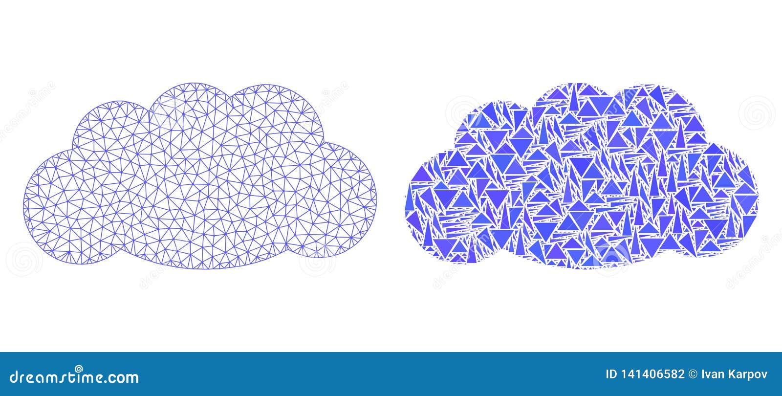 Polygonal 2D Mesh Cloud and Mosaic Icon Stock Vector - Illustration of ...