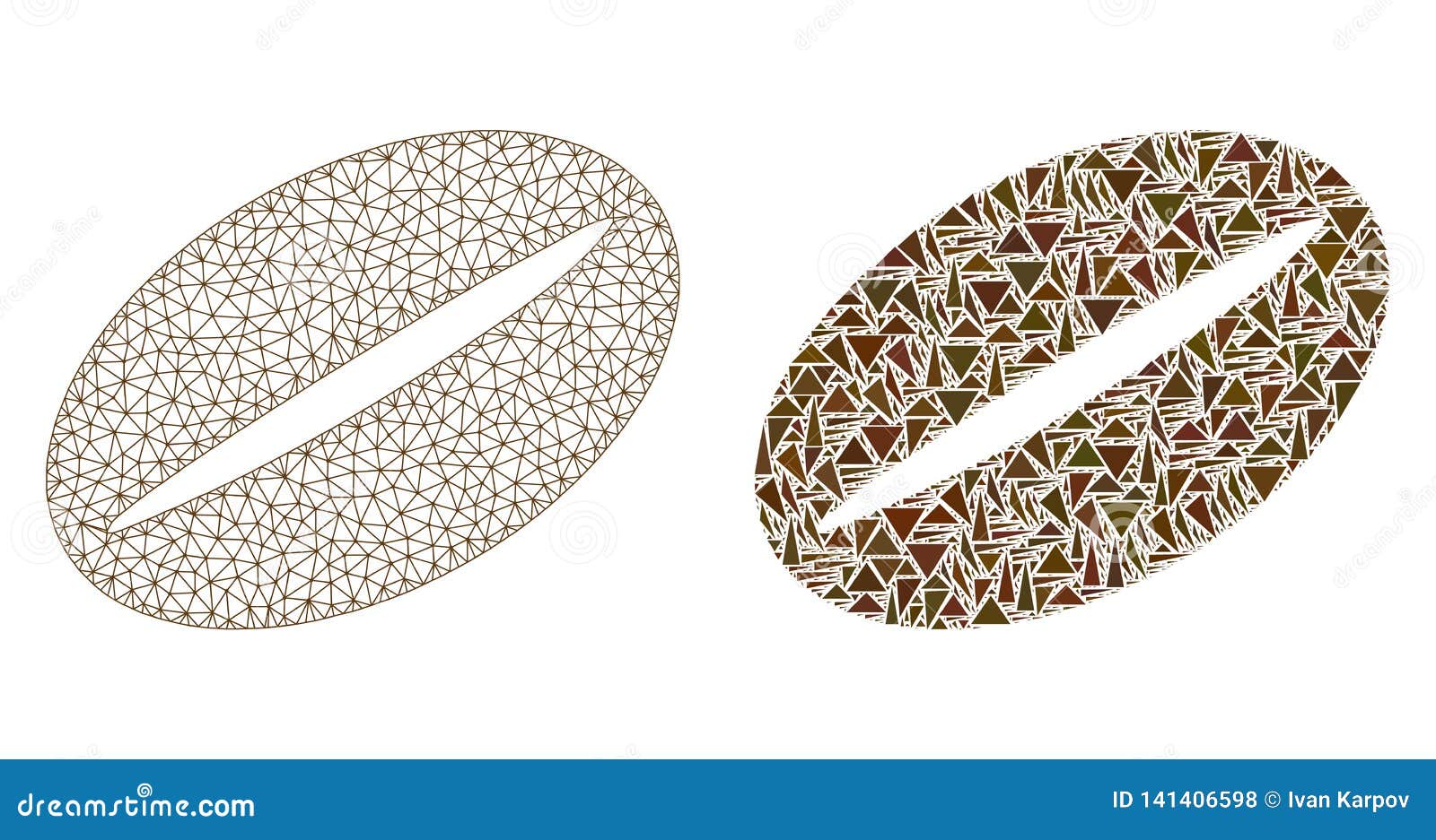 Polygonal 2D Mesh Coffee Bean and Mosaic Icon Stock Vector ...