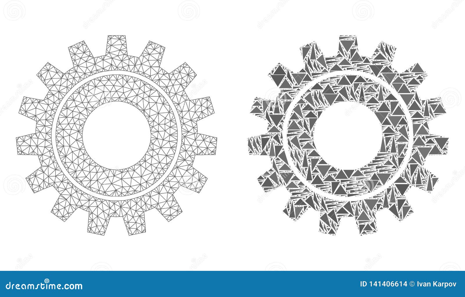 Polygonal 2D Mesh Cog and Mosaic Icon Stock Vector - Illustration of ...