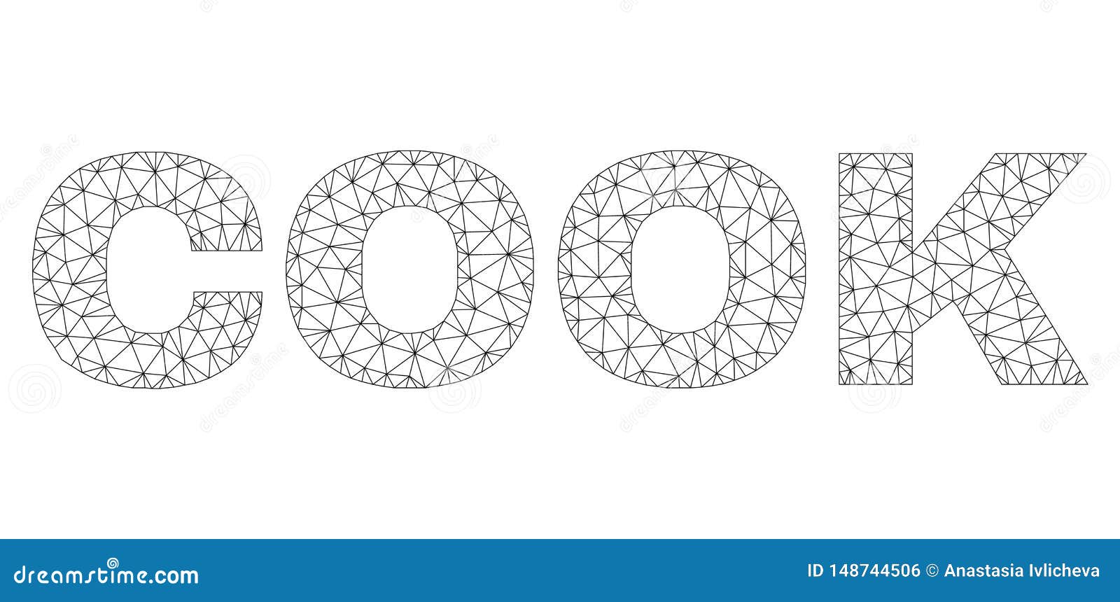 Polygonal 2D COOK Text Tag stock vector. Illustration of composition ...