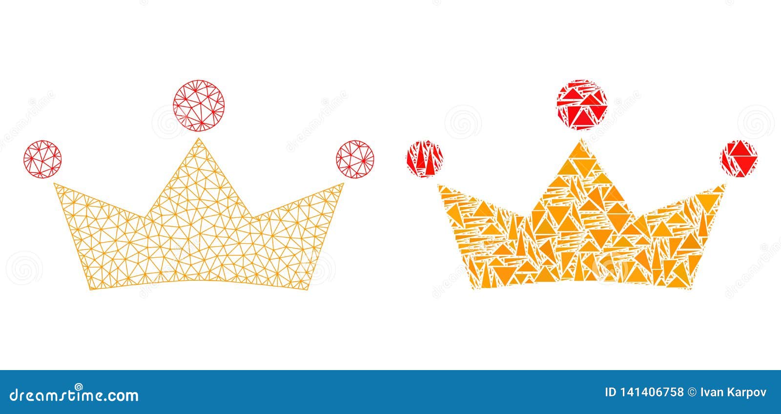 Polygonal 2D Mesh Crown and Mosaic Icon Stock Vector - Illustration of ...