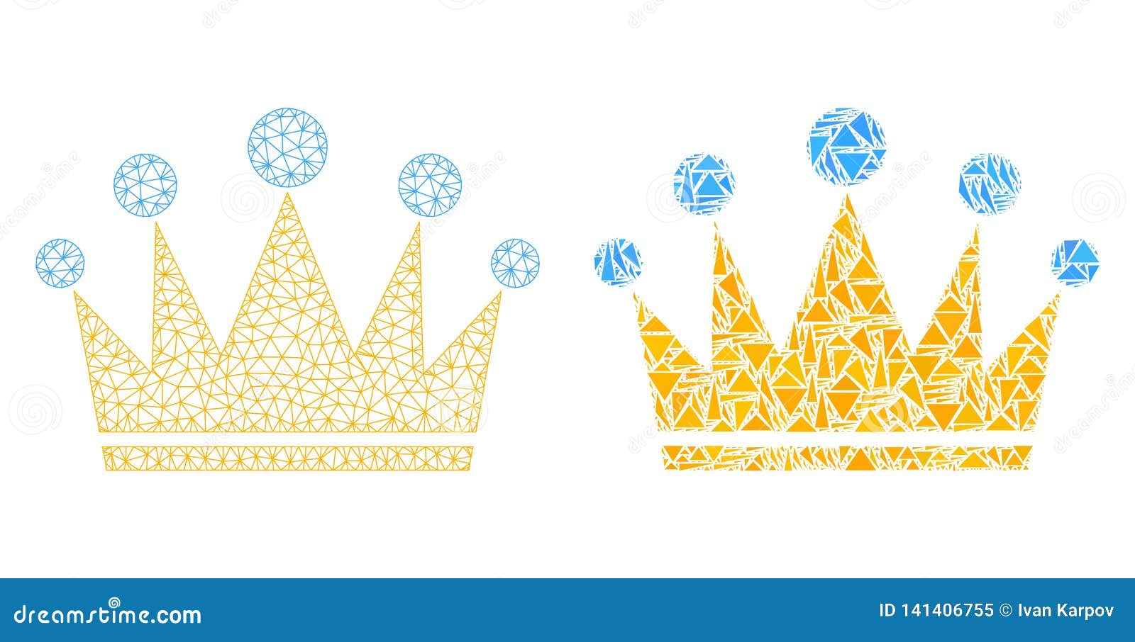 Polygonal Wire Frame Mesh Crown and Mosaic Icon Stock Vector ...