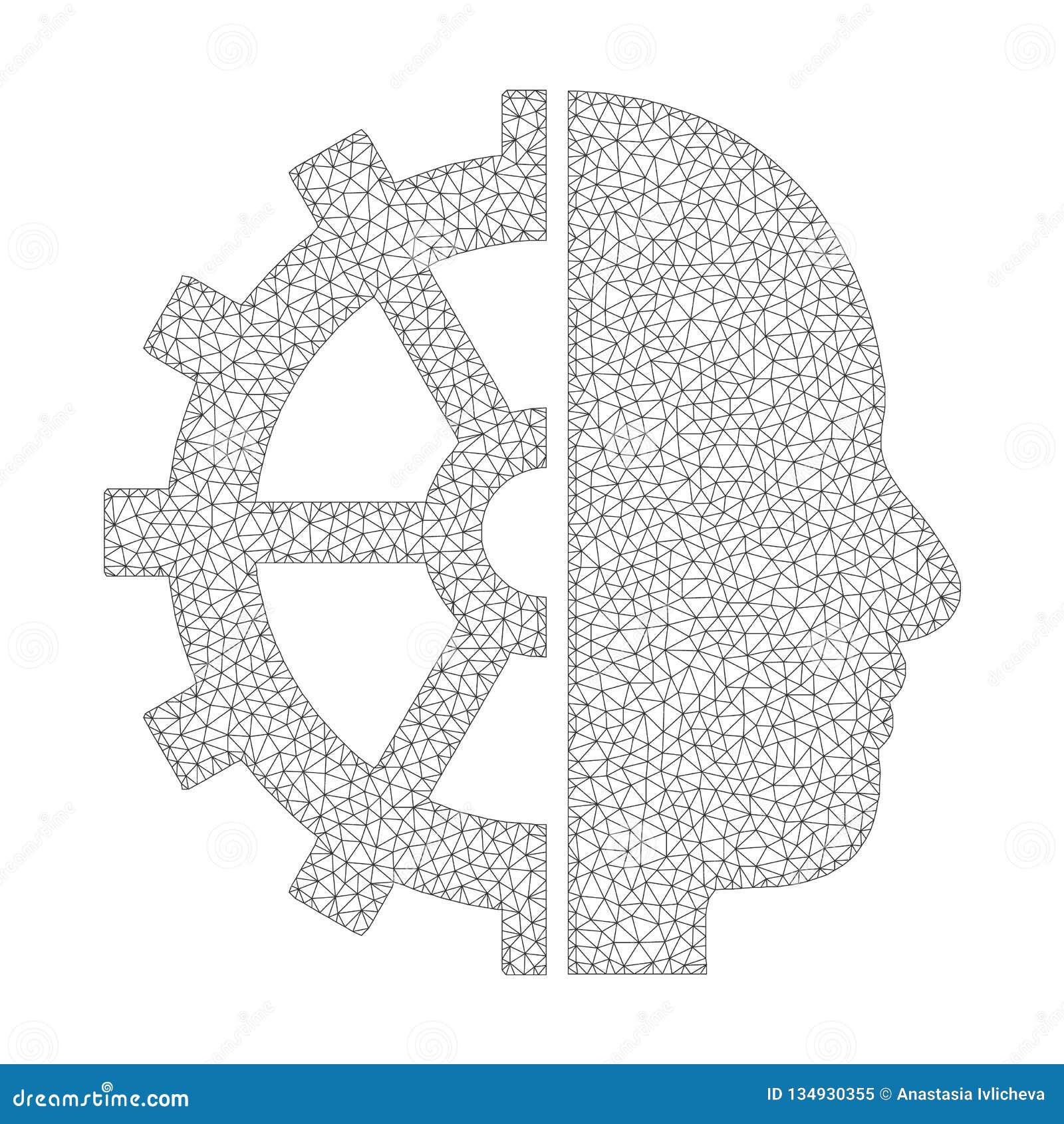 Mesh Vector Cyborg Gear Icon Stock Vector - Illustration of line ...