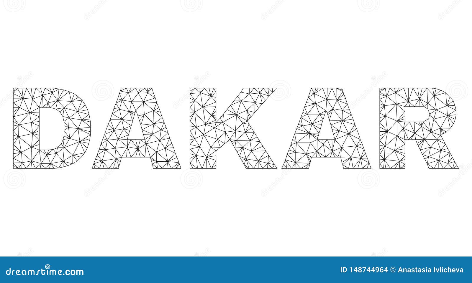 Polygonal Carcass DAKAR Text Tag Stock Vector - Illustration of mesh ...